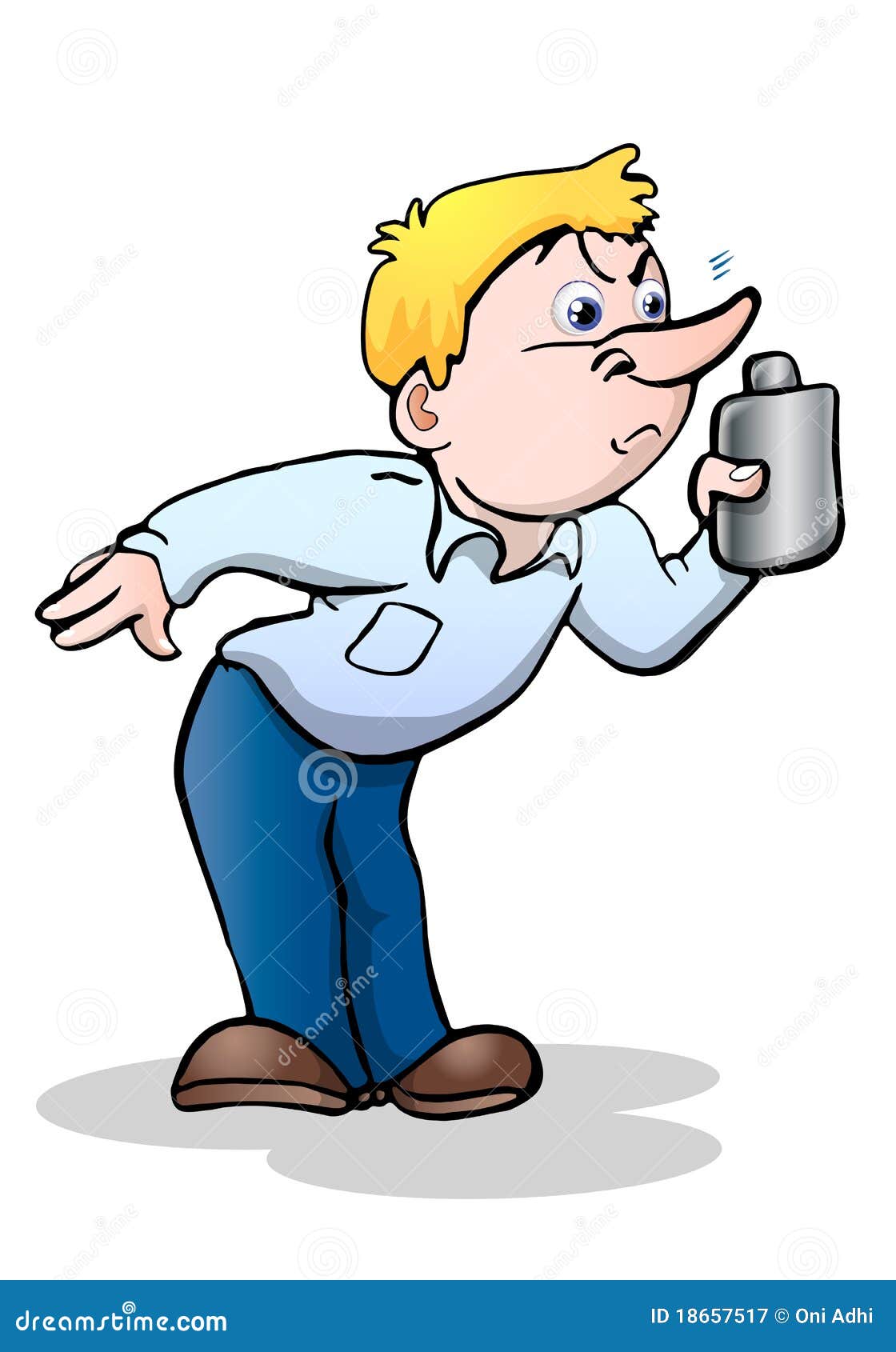 Cartoon Boy Putting On Deodorant