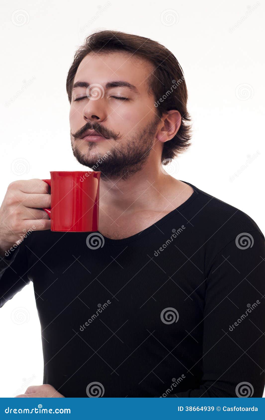 Smelling coffee stock image. Image of handsome, female - 38664939