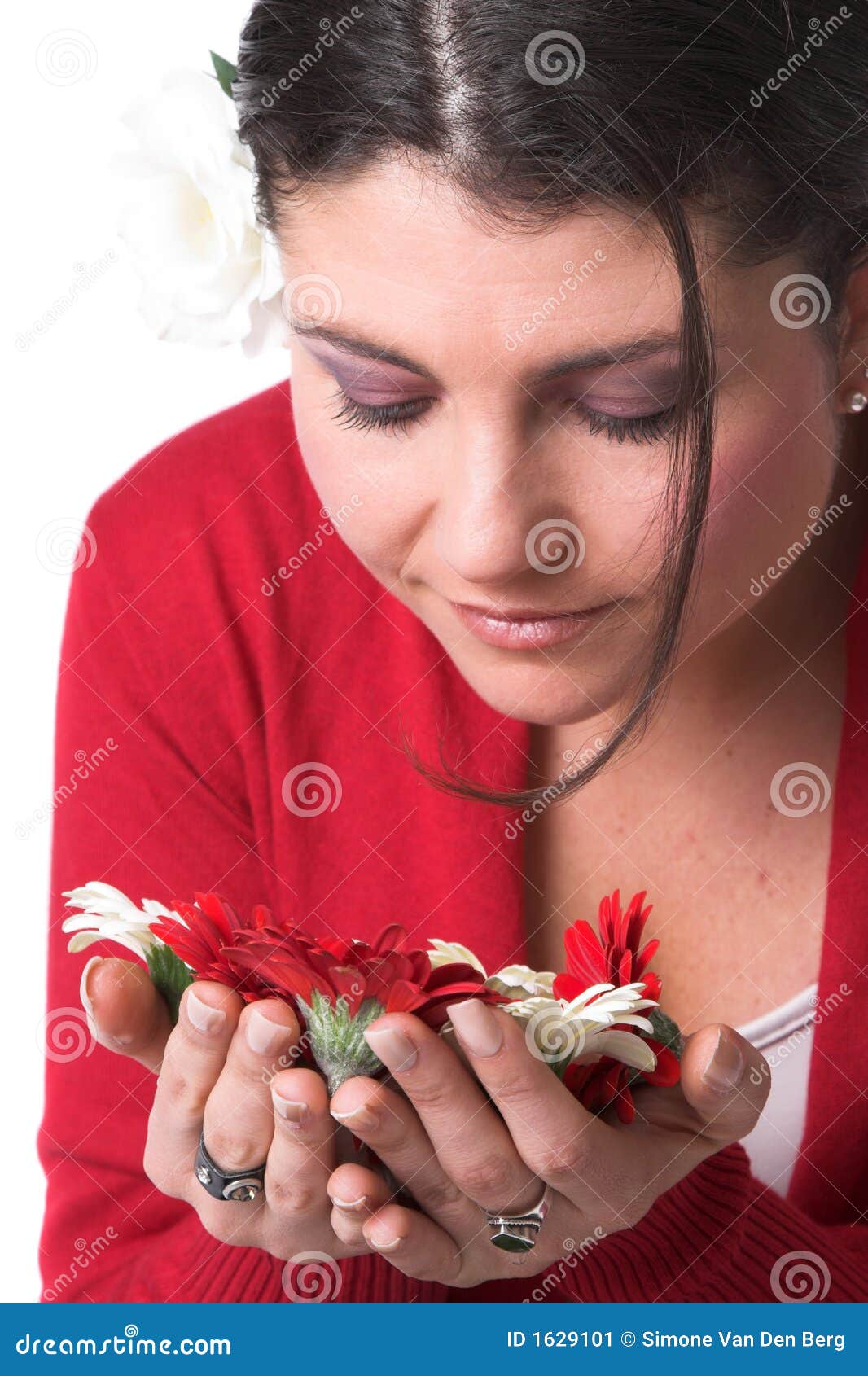 Smelling the flowers stock image. Image of wellness, hands - 1629101