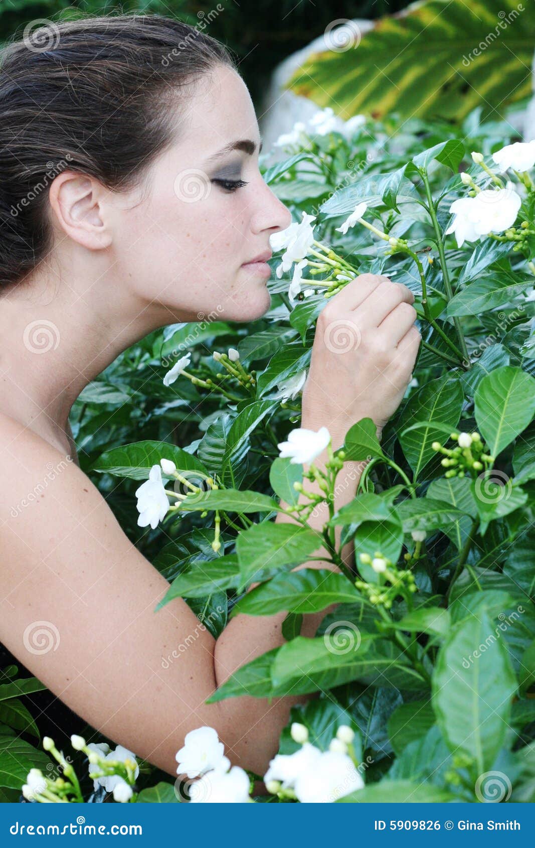 Smelling flowers stock photo. Image of stylish, fashionable - 5909826