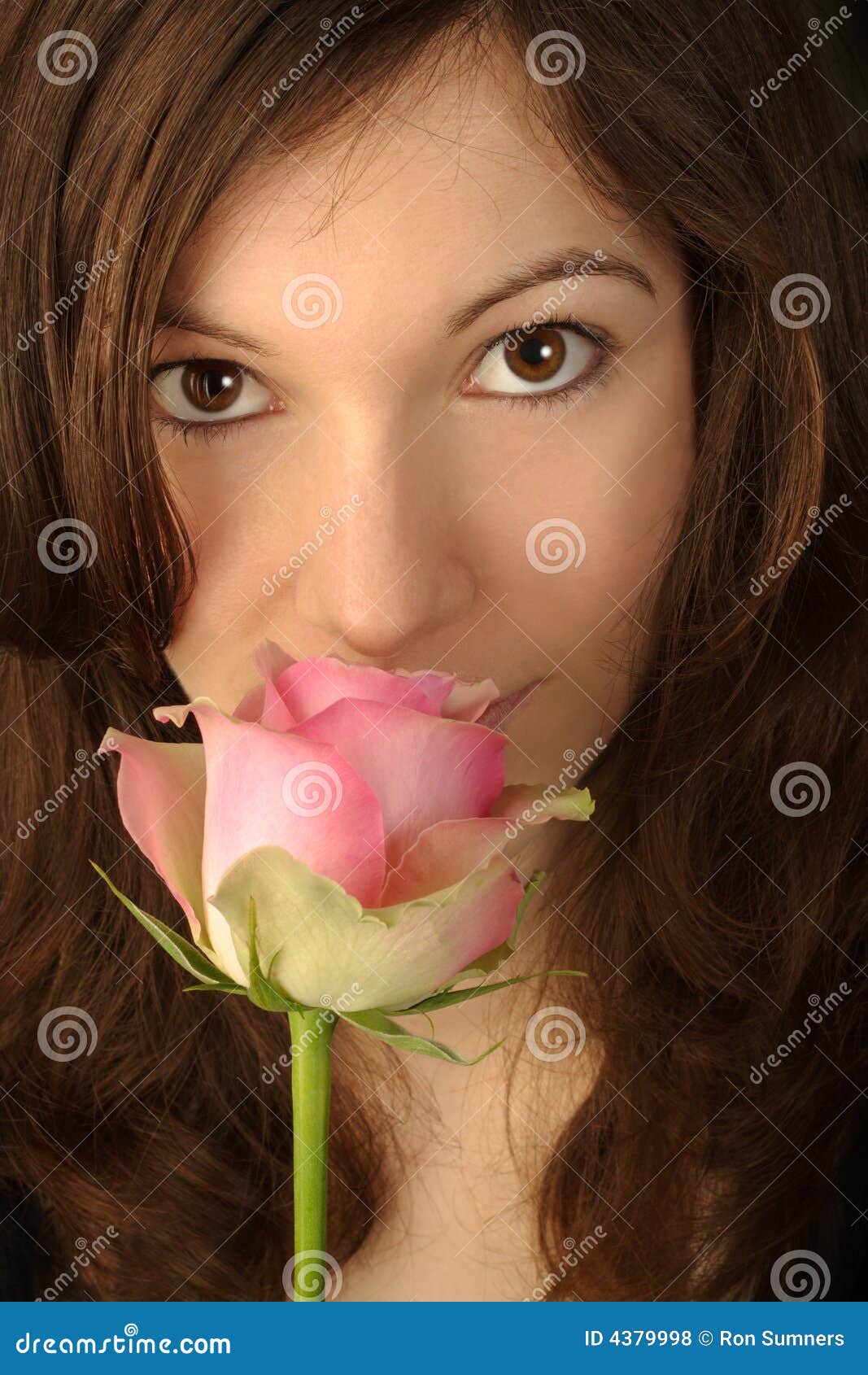 Smelling a rose stock photo. Image of face, monotone, female - 4379998