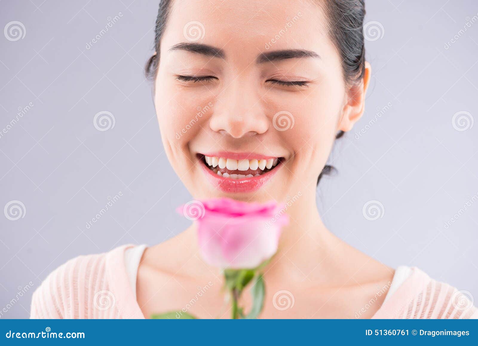 Smelling rose stock image. Image of clear, beauty, woman - 51360761