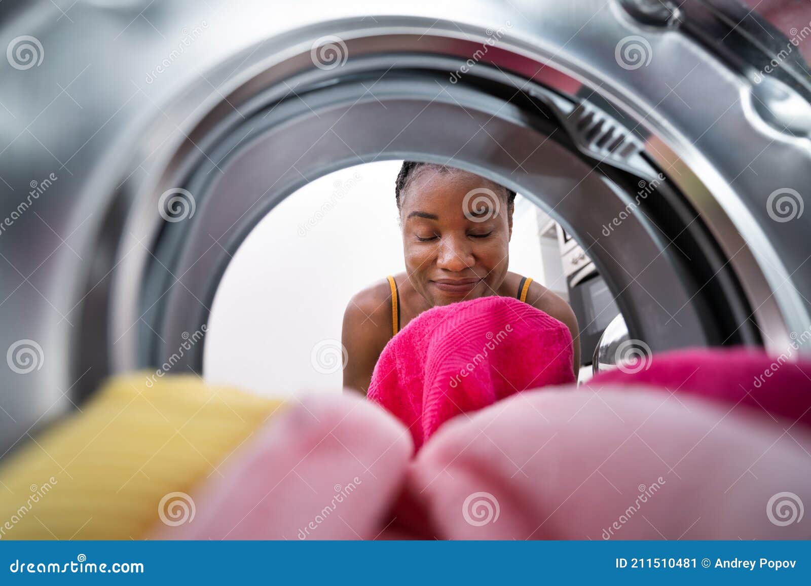 Smelling Washed Clothes or Laundry Stock Image - Image of green, female ...