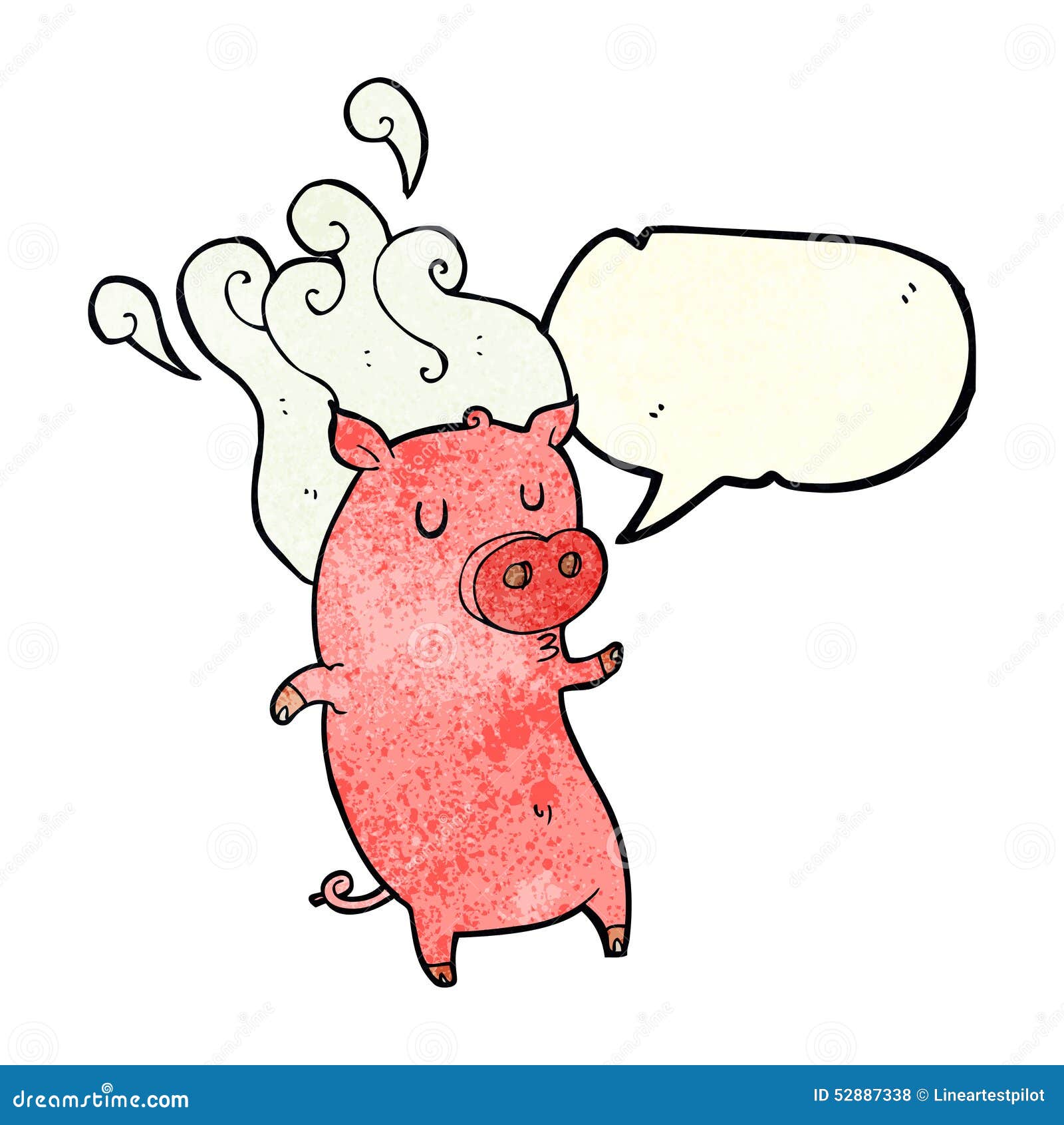 Smelly Cartoon Pig with Speech Bubble Stock Illustration - Illustration ...