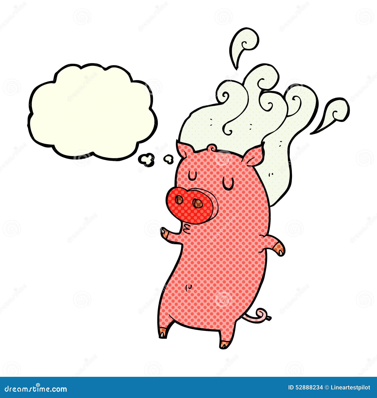 Smelly Cartoon Pig with Thought Bubble Stock Illustration ...
