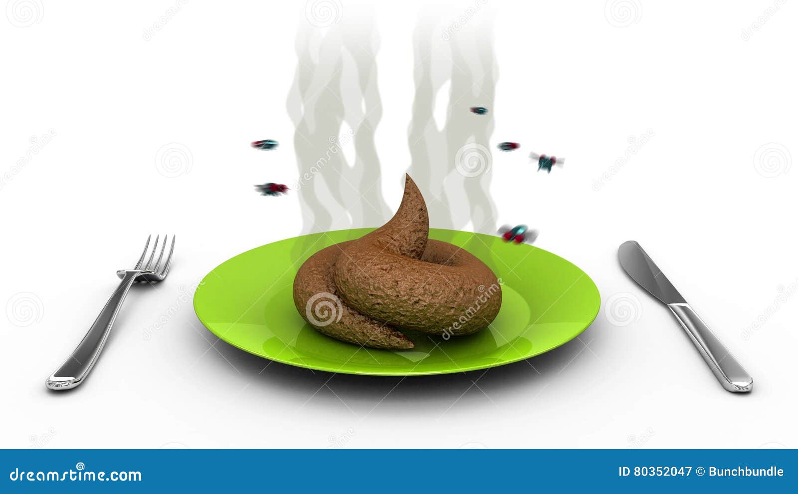 Smelly Poop with Flies, 3d Illustration Stock Illustration ...