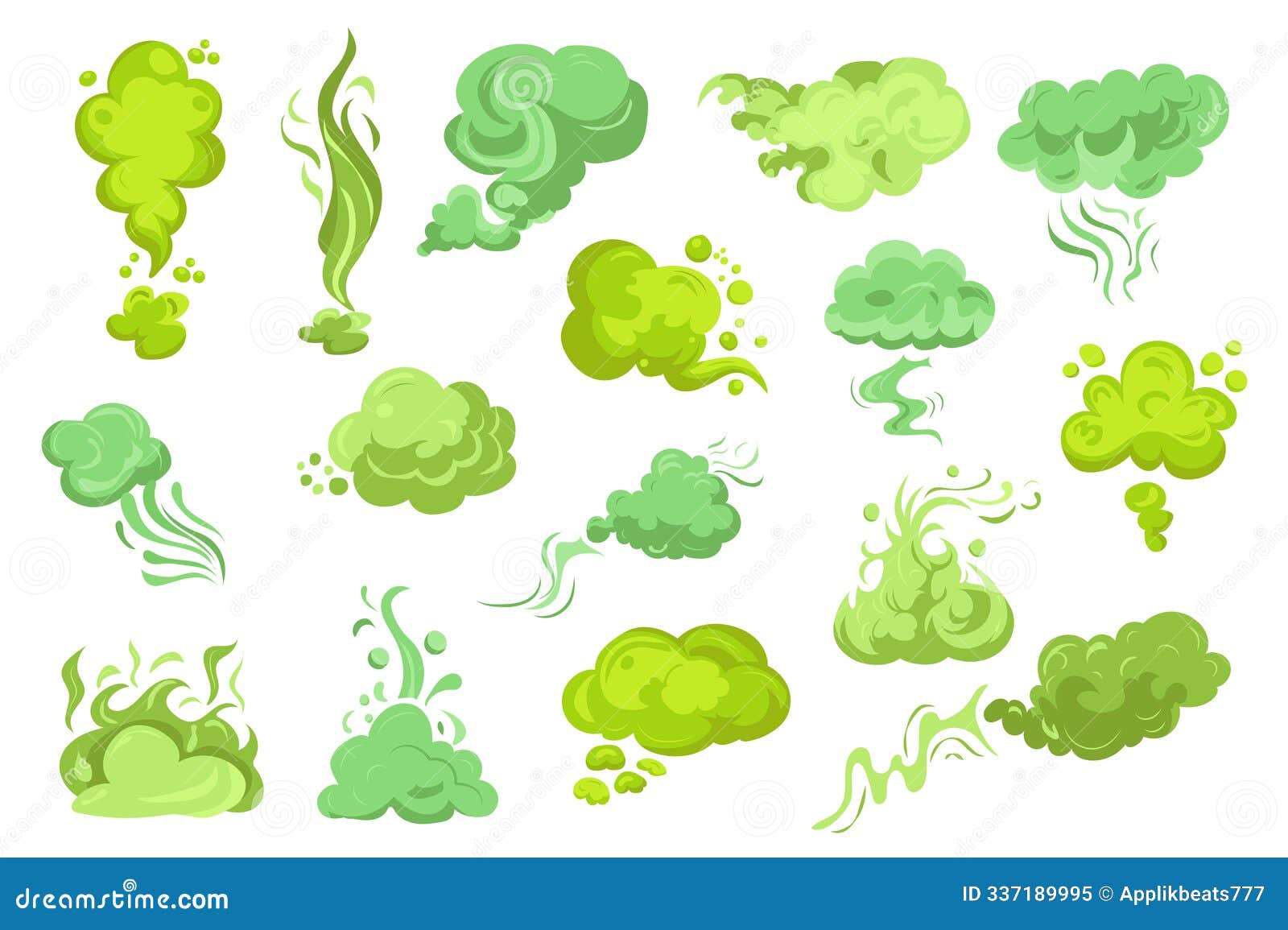 Smelly Smoke Mega Set Elements in Flat Graphic Design. Bundle Objects ...