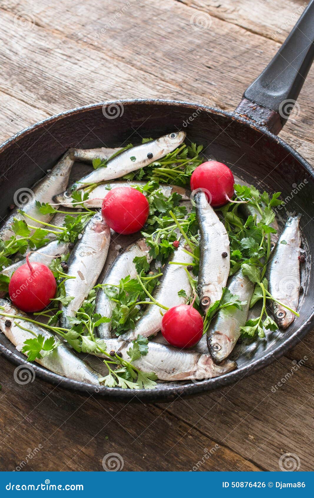 Smelt fishes in old pan stock photo. Image of ocean, papalina - 50876426