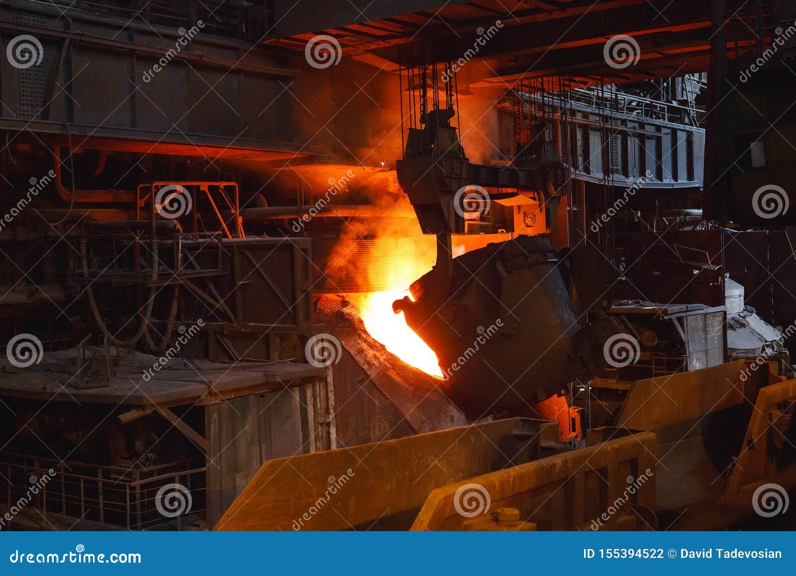Smelting Of The Metal In The Foundry, Factory Worker Takes A Sample For ...