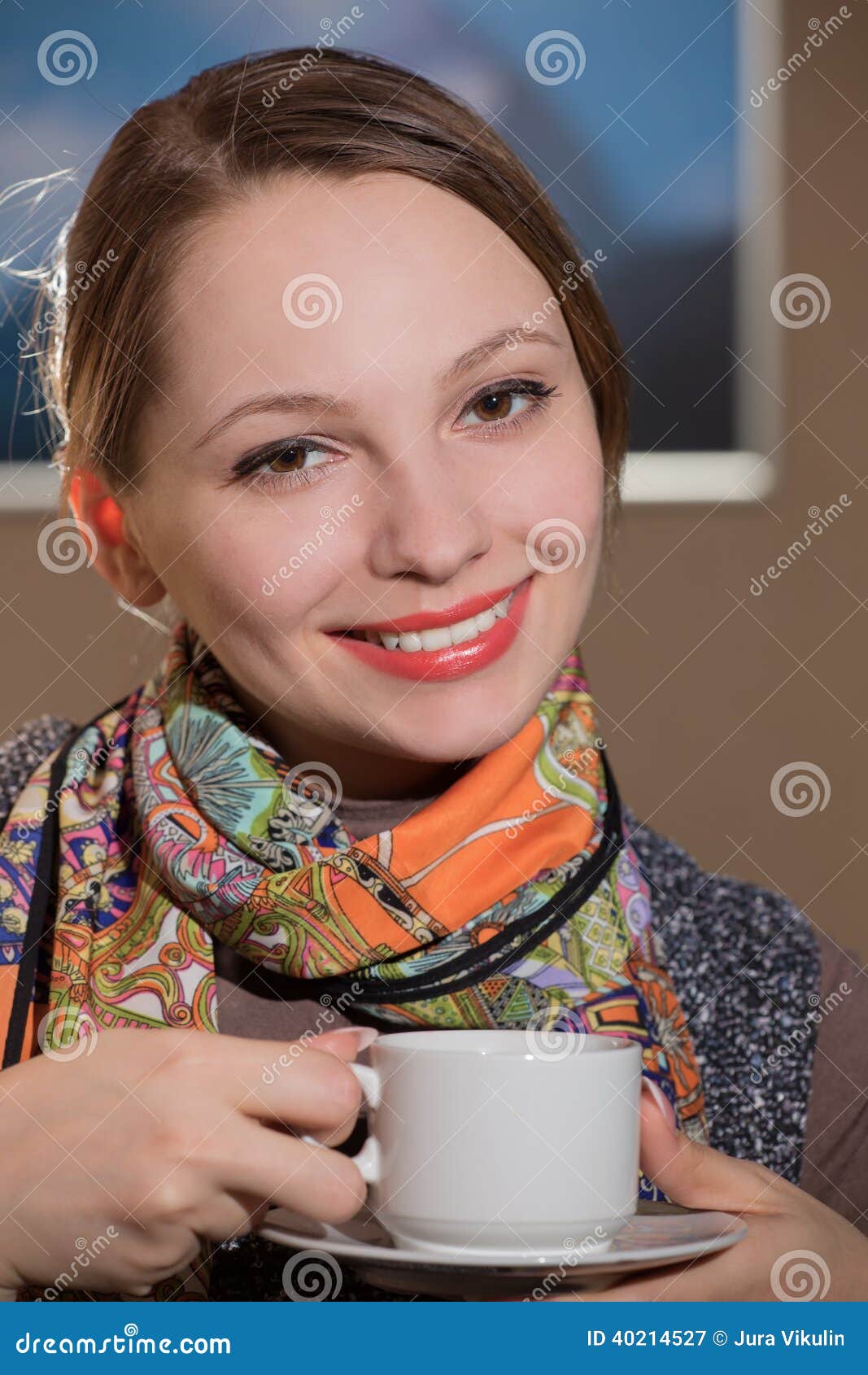 Smile behind tea stock image. Image of cafe, coffee, candid - 40214527