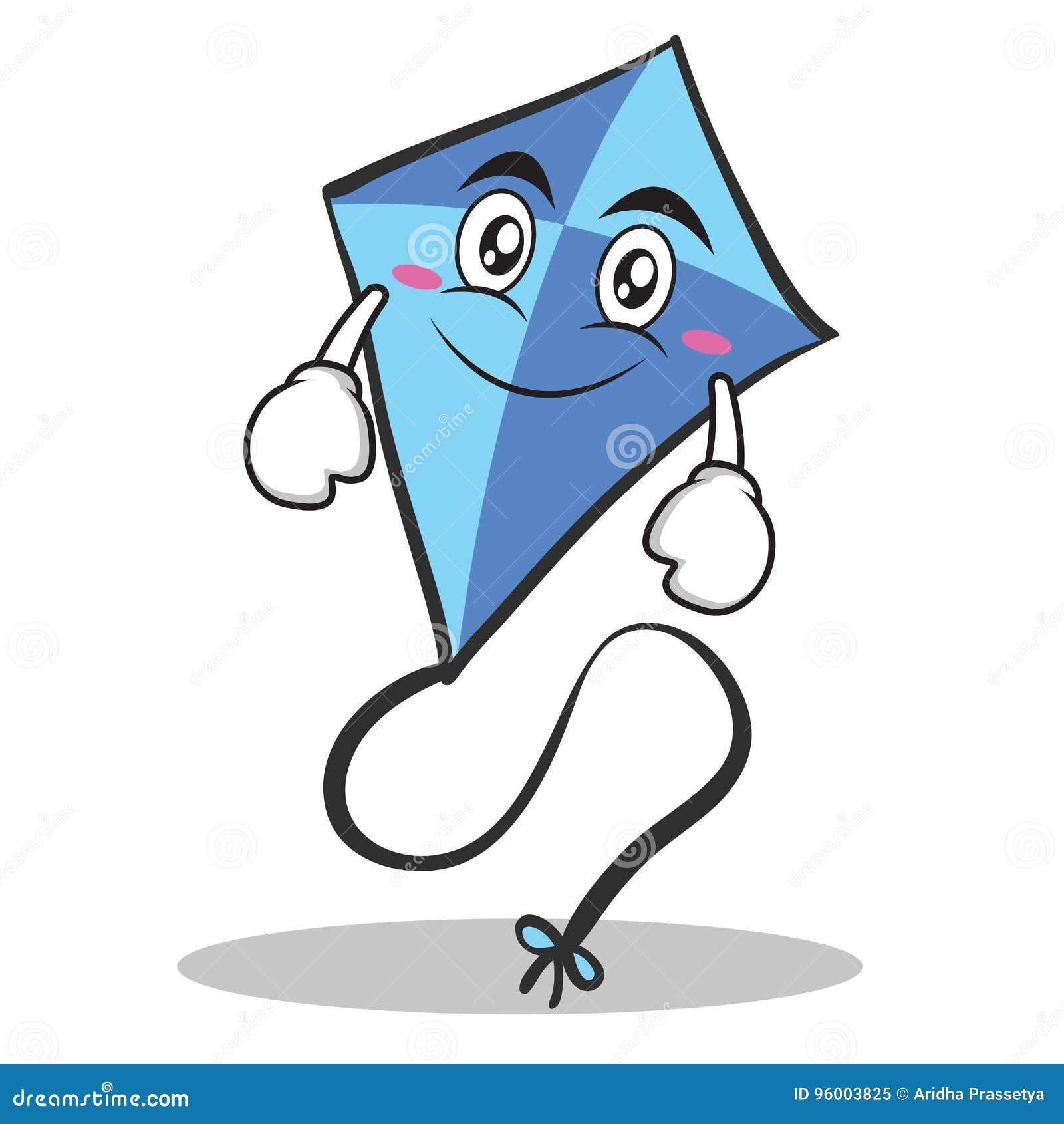 Smile Blue Kite Character Cartoon Stock Vector - Illustration of kite ...