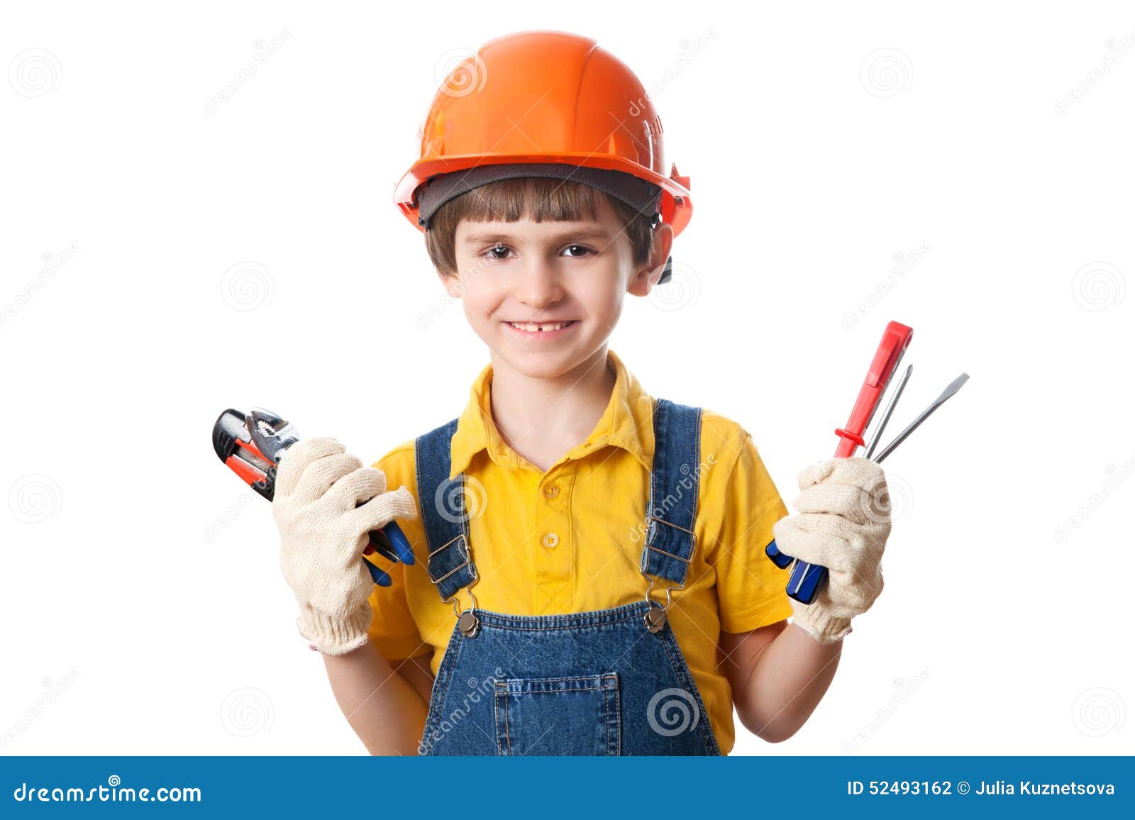 Smile Boy Holds Building Tools Stock Photo - Image of hand, cheerful ...