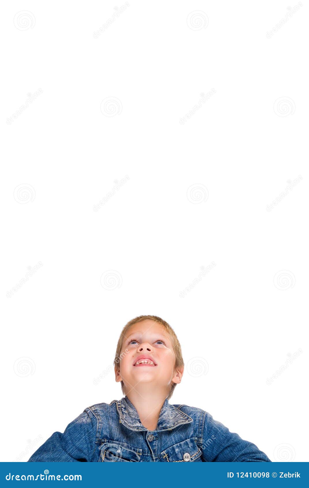 Smile Boy Looking Up for Empty Space Stock Photo - Image of face ...