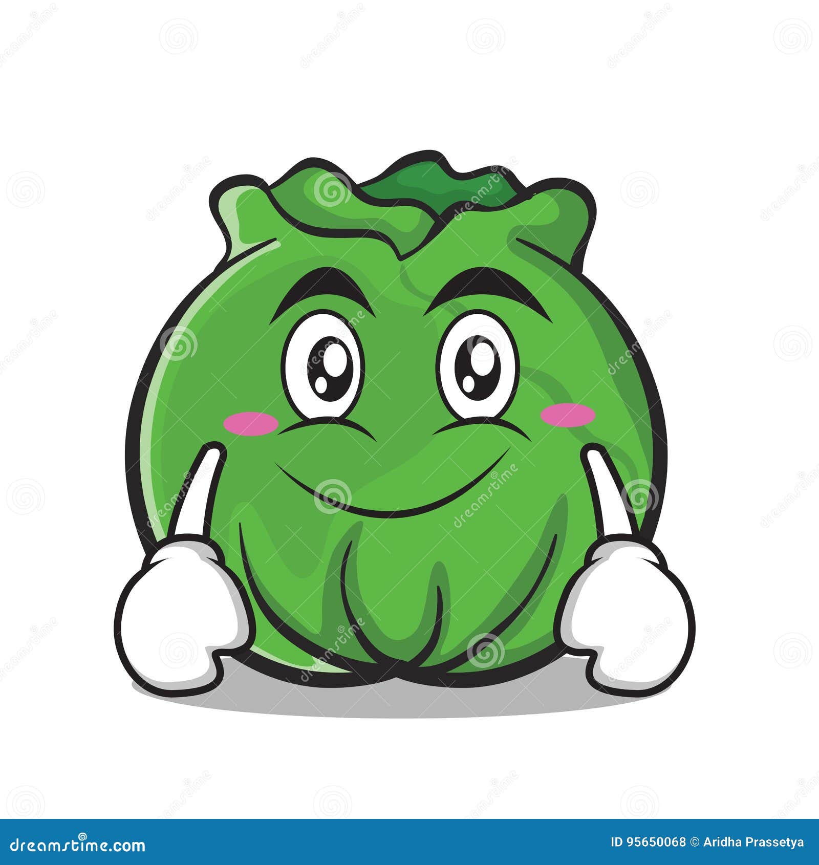 Smile Cabbage Cartoon Character Style Stock Vector - Illustration of ...