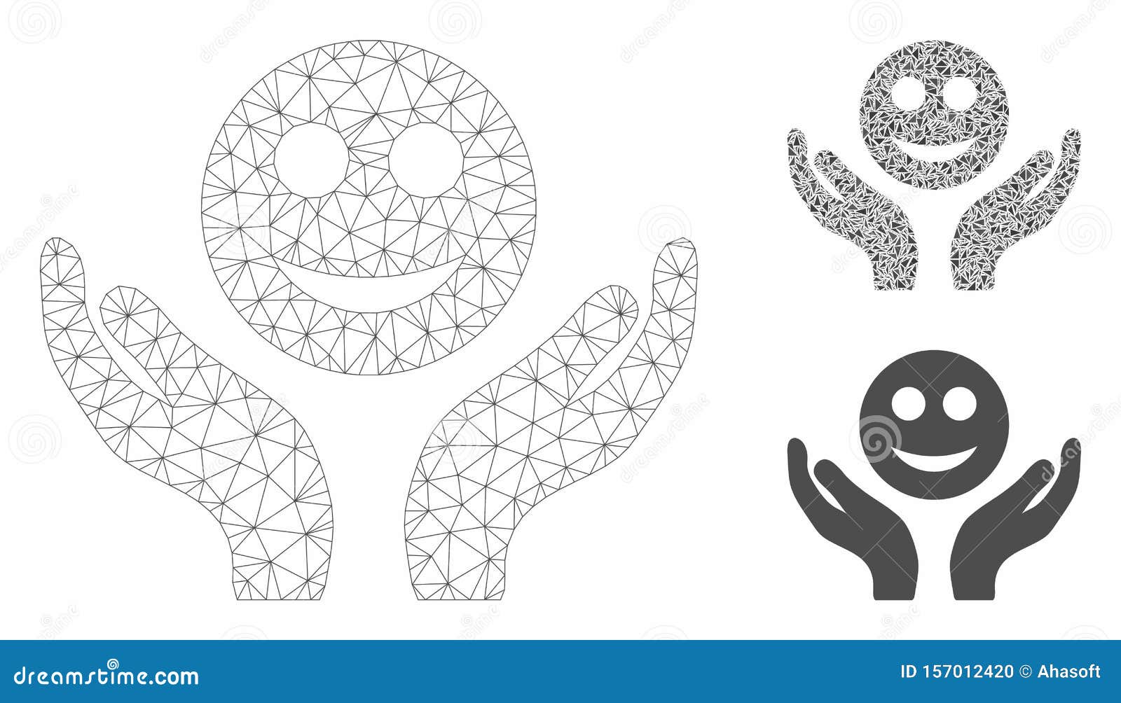 Smile Care Hands Vector Mesh 2D Model and Triangle Mosaic Icon Stock ...
