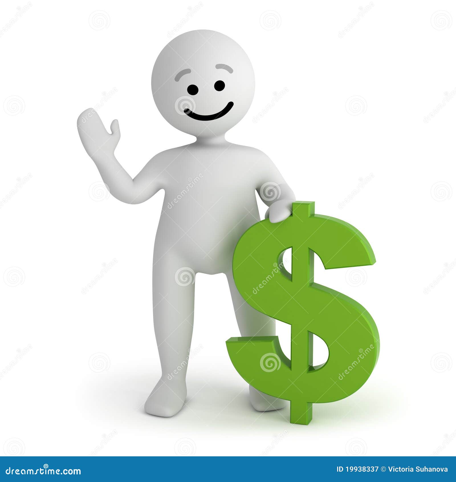 Smile Character with Green Dollar Icon Stock Illustration ...