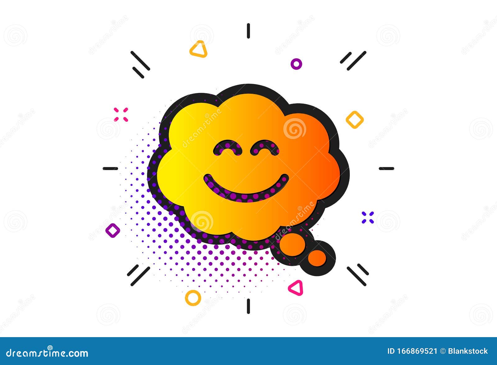 Smile Chat Icon. Happy Emoticon Sign. Comic Speech Bubble. Vector Stock ...