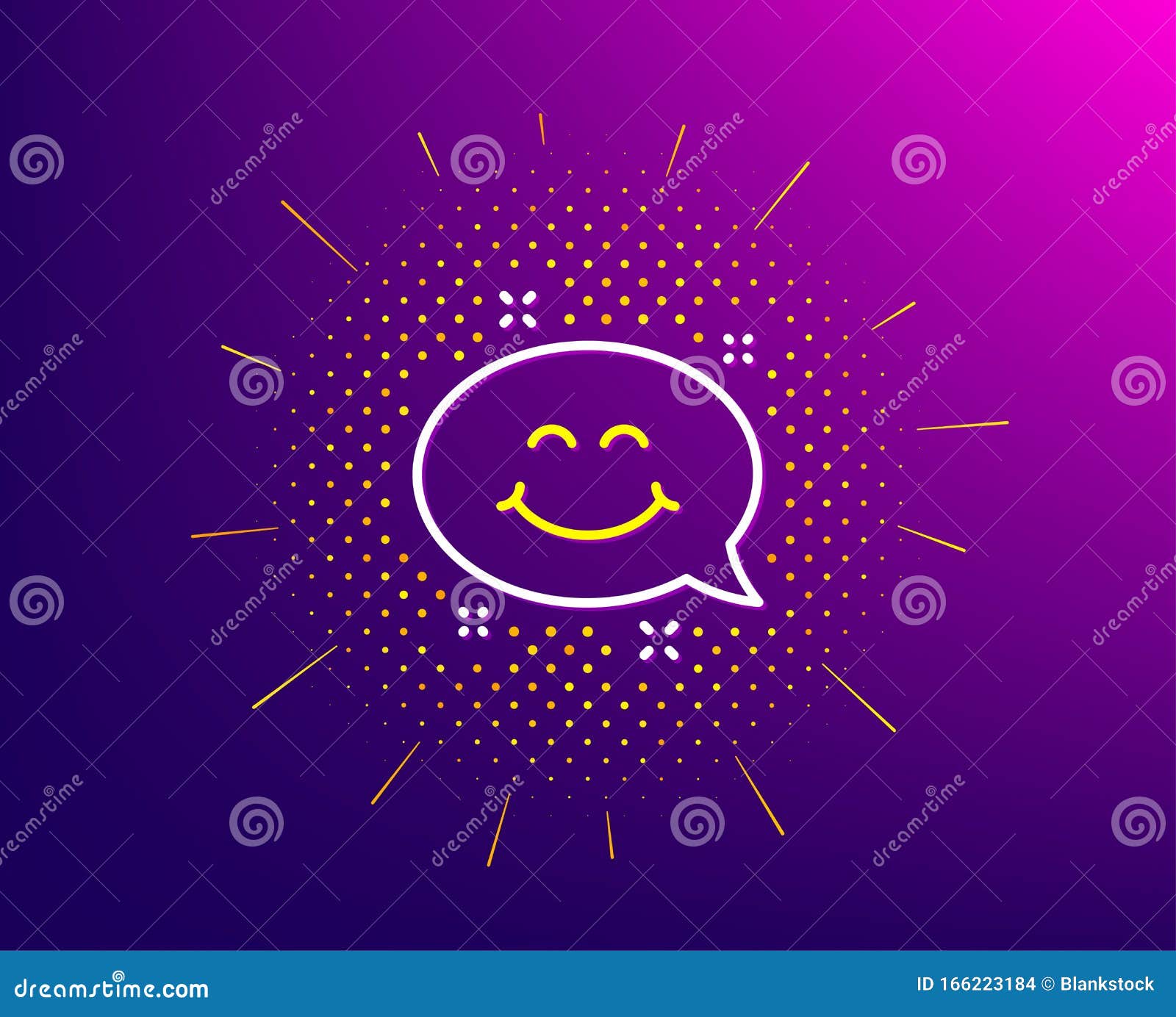 Smile Chat Line Icon. Happy Face Sign. Emoticon Speech Bubble. Vector ...