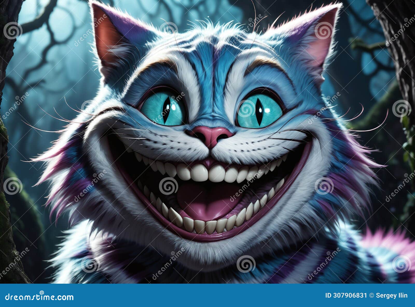 Smile of the Cheshire Cat. Generative AI Stock Illustration ...