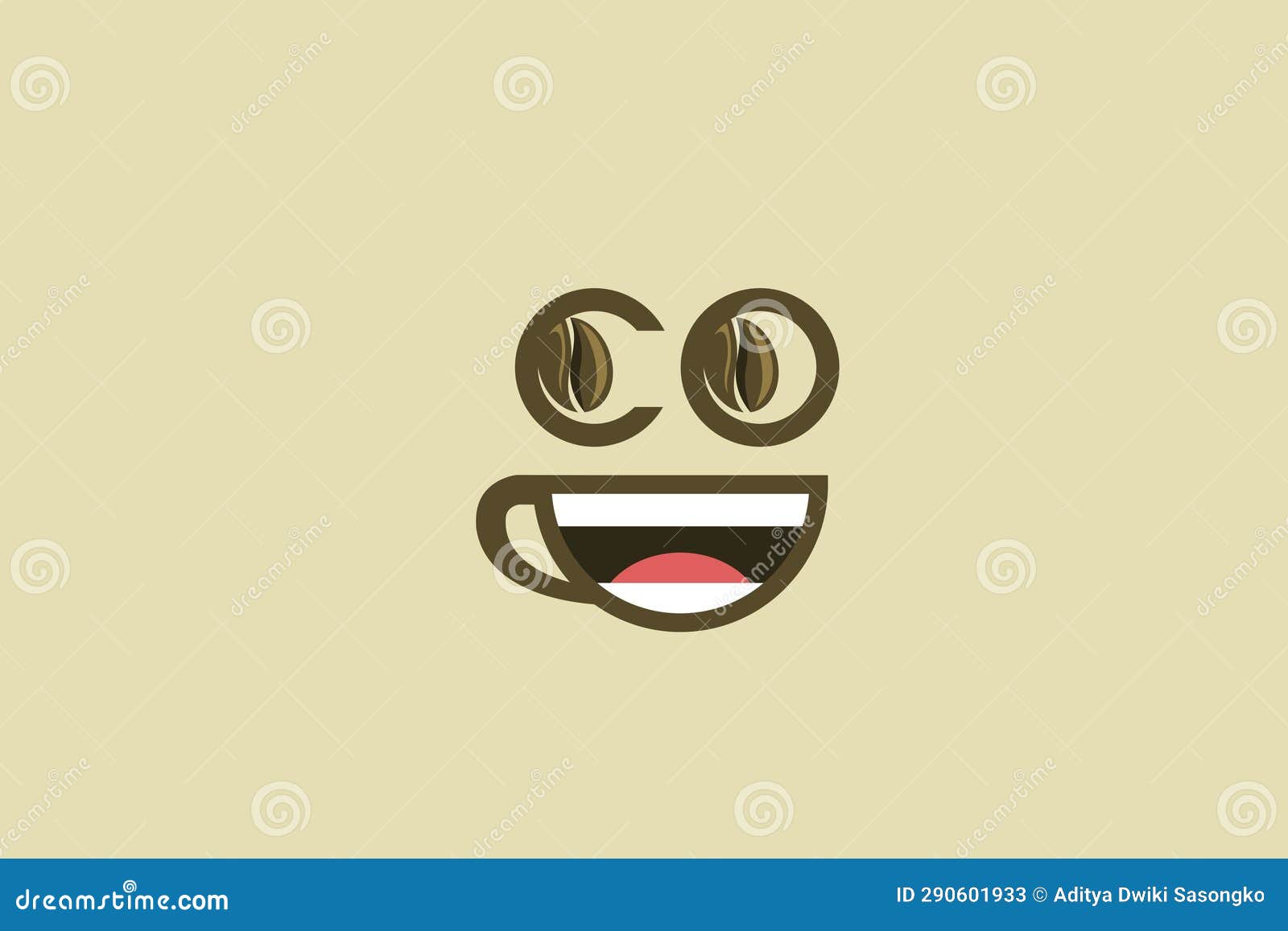 Smile coffee cup face logo stock vector. Illustration of cartoon ...