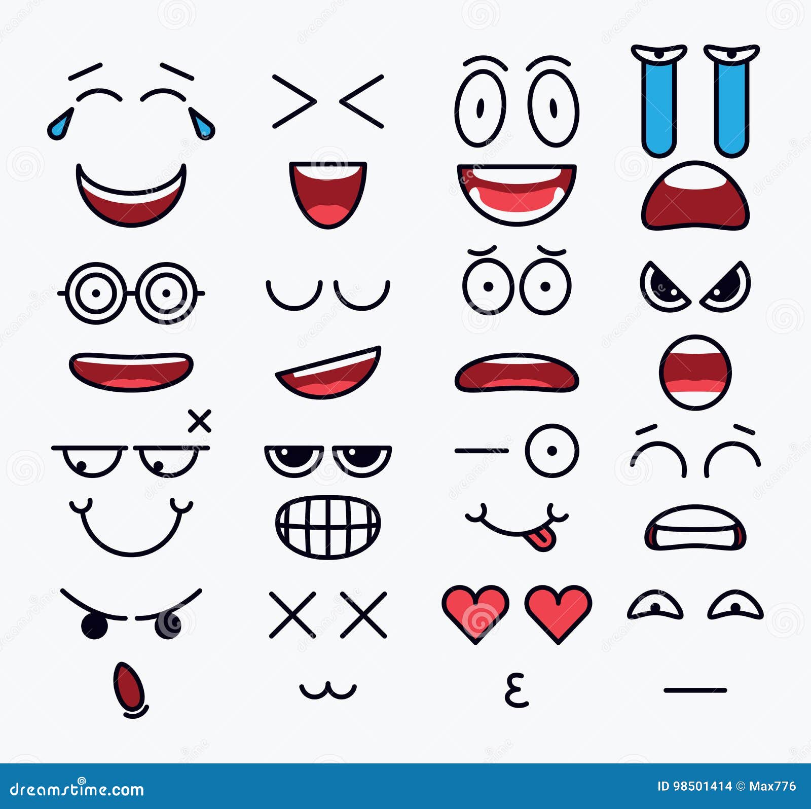 Smile Constructor, Different Vector Elements for Emotion Design Stock ...