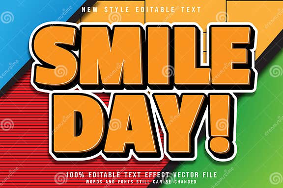 Smile Day Editable Text Effect Emboss Comic Style Stock Vector ...