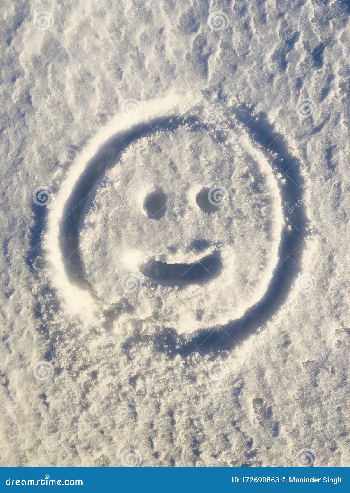 Smile draw on snow. stock image. Image of smile, white - 172690863