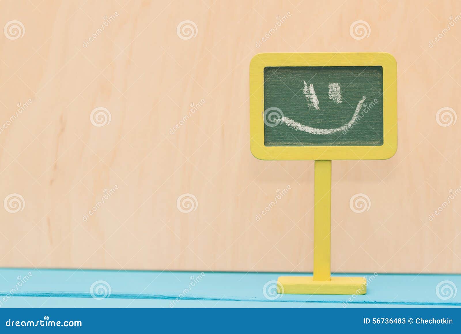 Smile Drawn by Chalk on Tiny Blackboard Stock Image - Image of craft ...