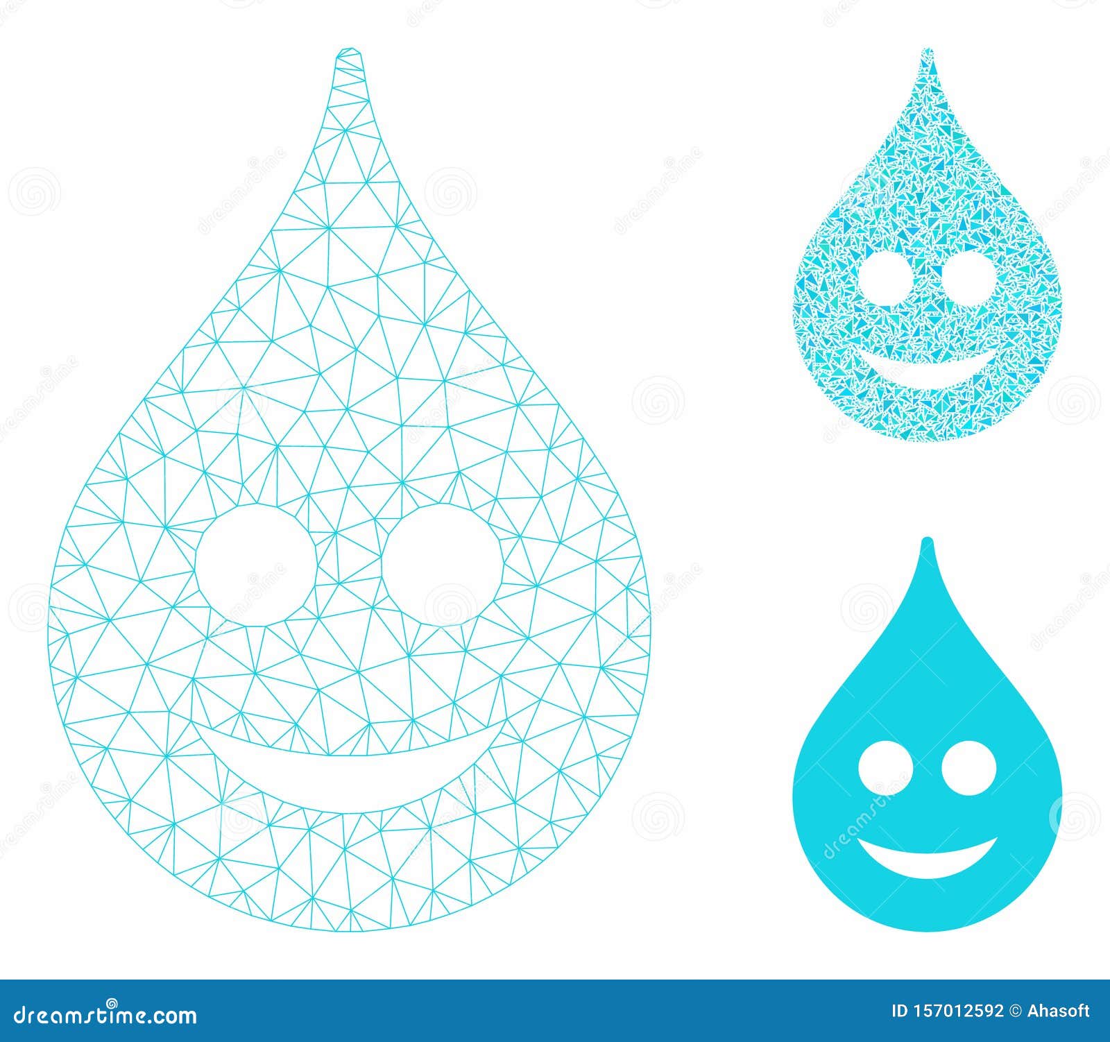 Smile Drop Vector Mesh Carcass Model and Triangle Mosaic Icon Stock ...