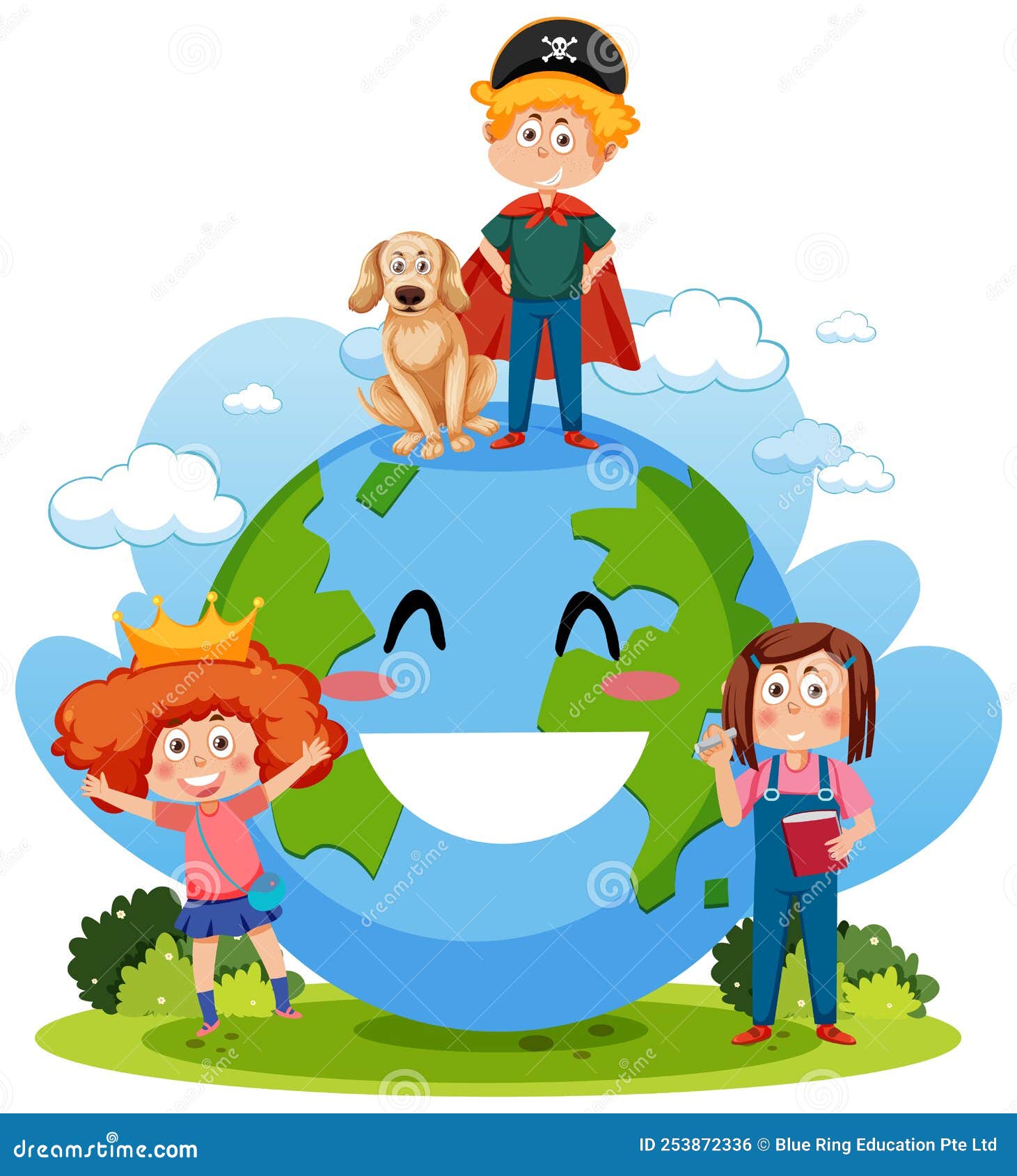 Smile Earth Globe with Cartoon Character Stock Vector - Illustration of ...