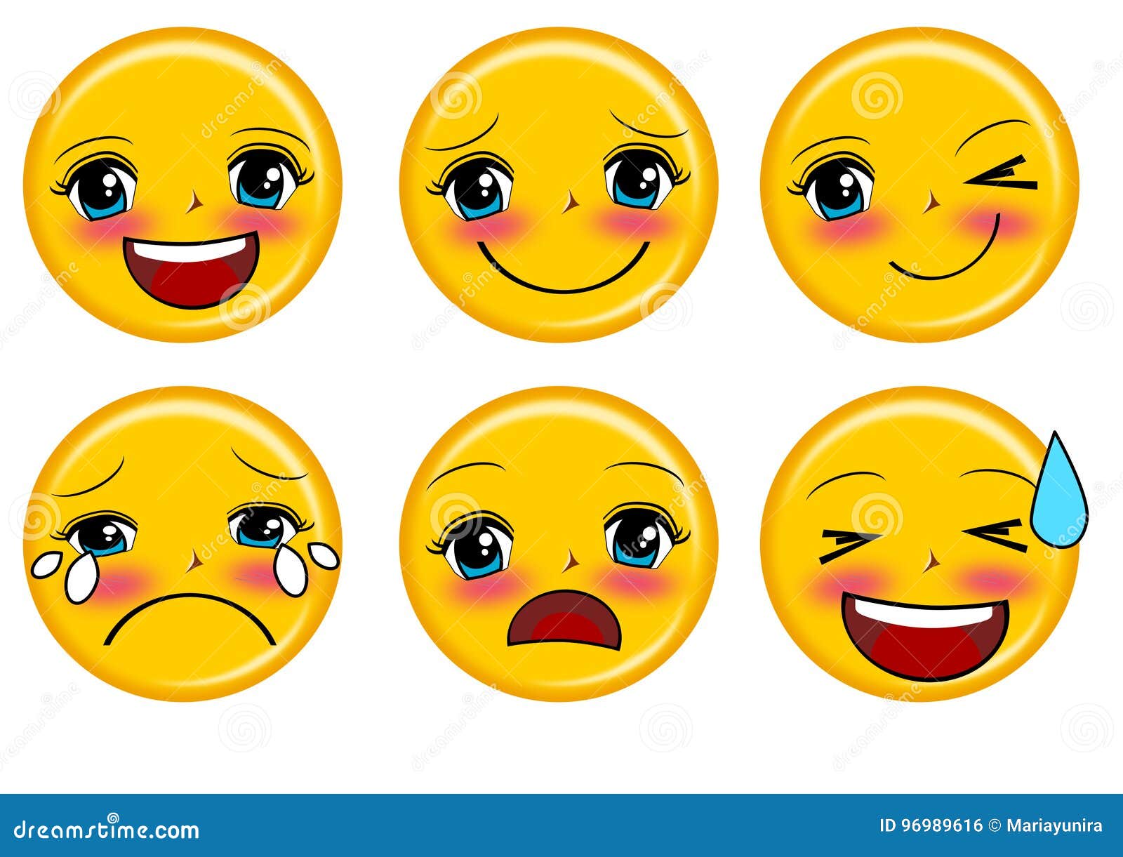 Smile emoticons set stock illustration. Illustration of cartoon - 96989616