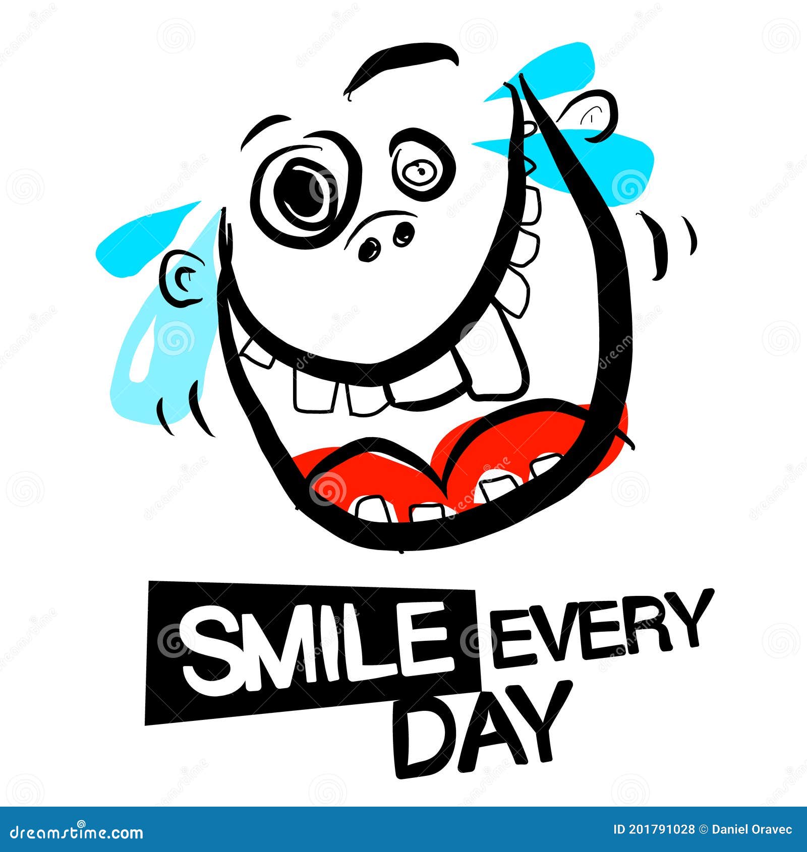 Smile Every Day Slogan with Smiling Face Stock Vector - Illustration of ...