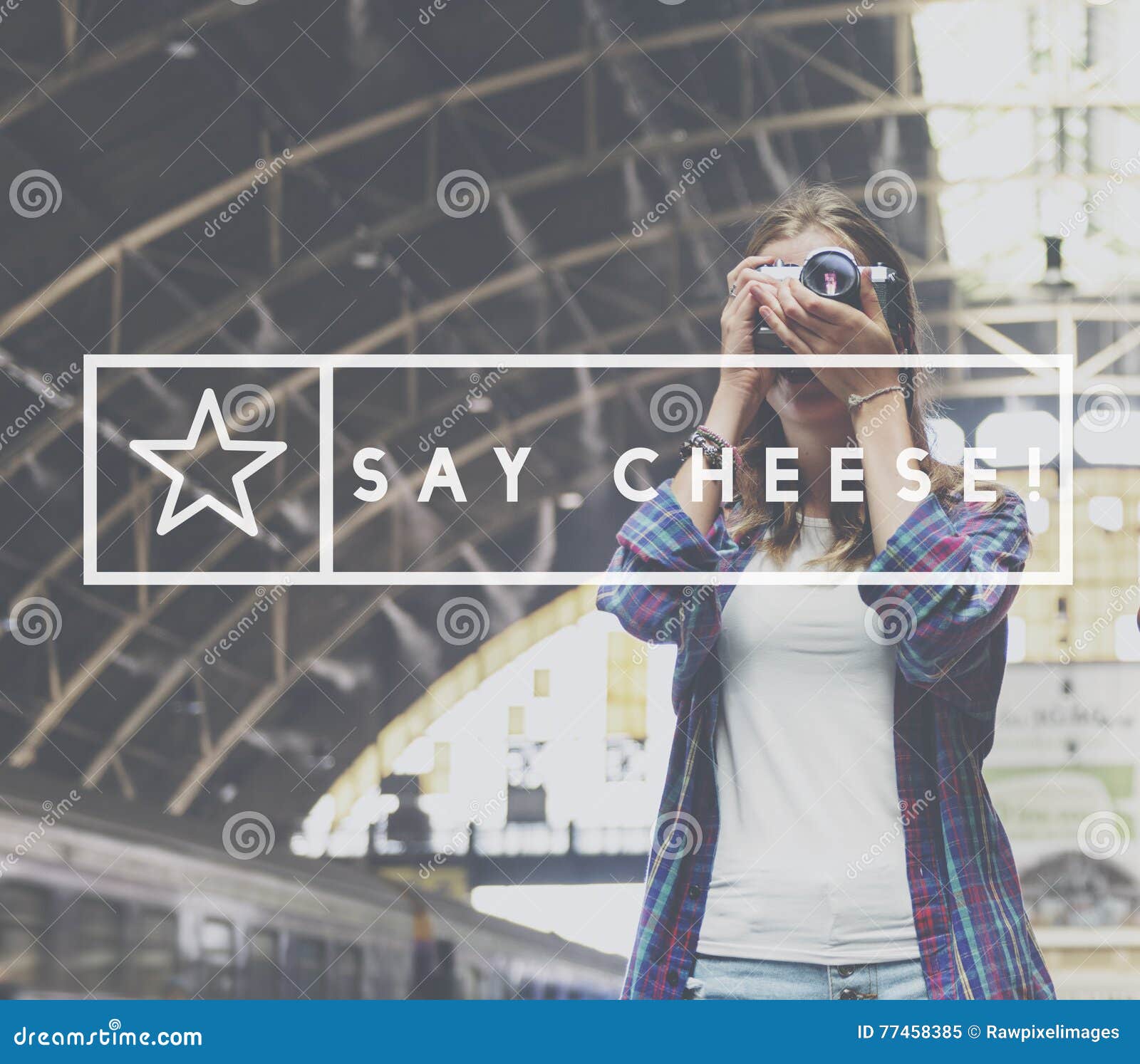 Smile Expression Say Cheese Photo Concept Stock Image - Image of badge ...