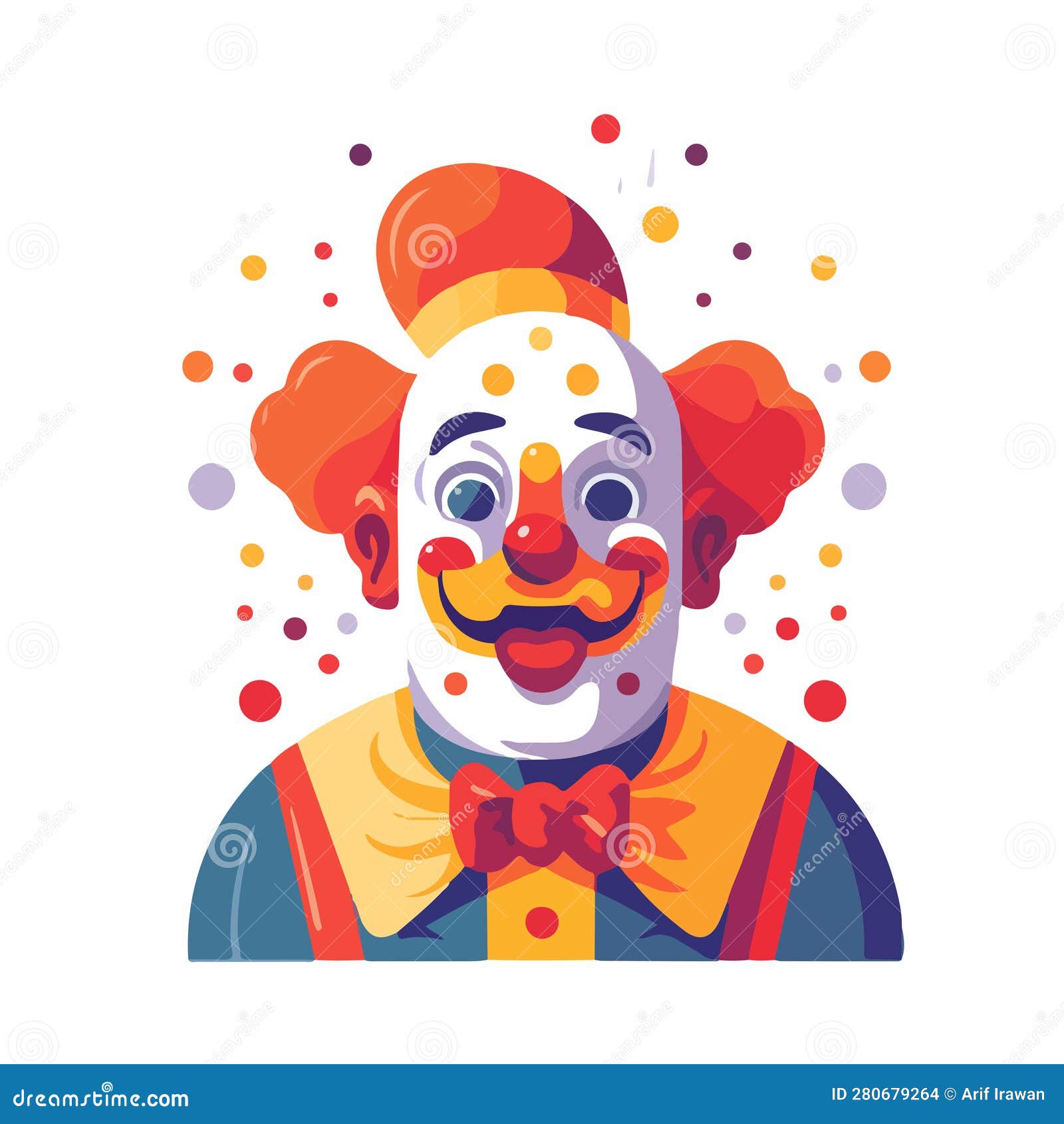 Smile Face Clown Portrait Vector Art Sticker Stock Vector ...