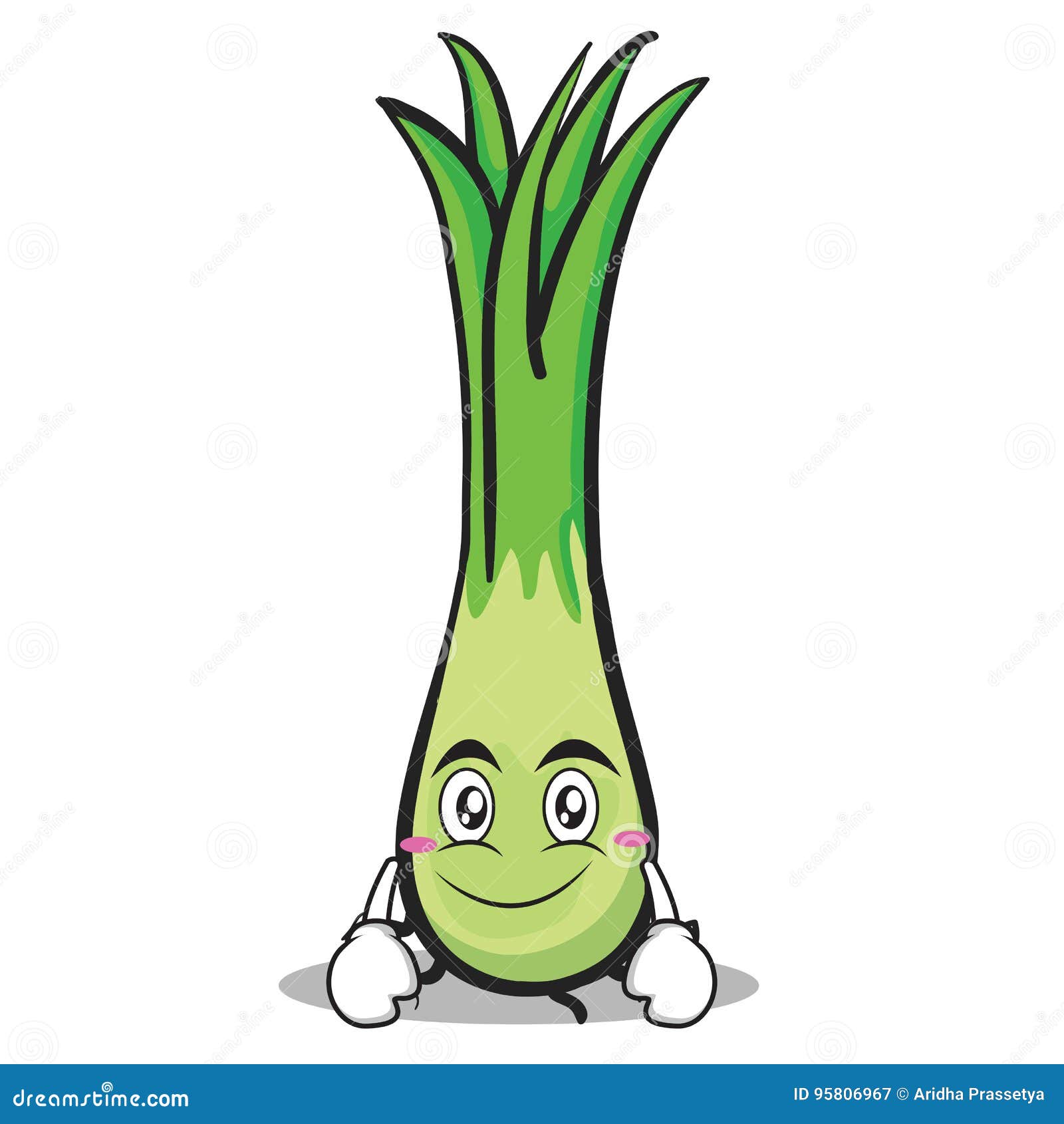 Smile Face Leek Character Cartoon Stock Vector - Illustration of food ...