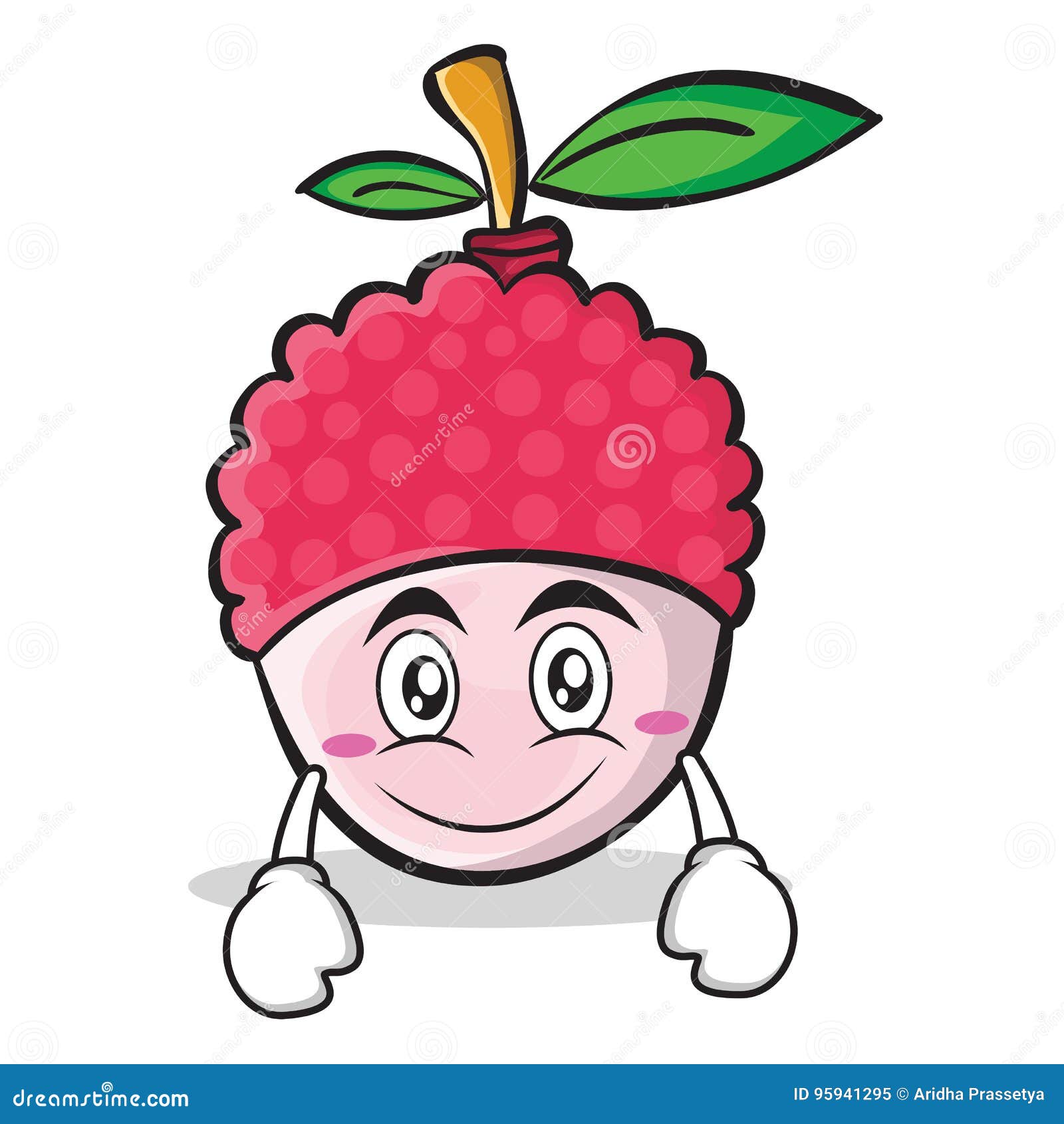 Smile Face Lychee Cartoon Character Style Stock Vector - Illustration ...