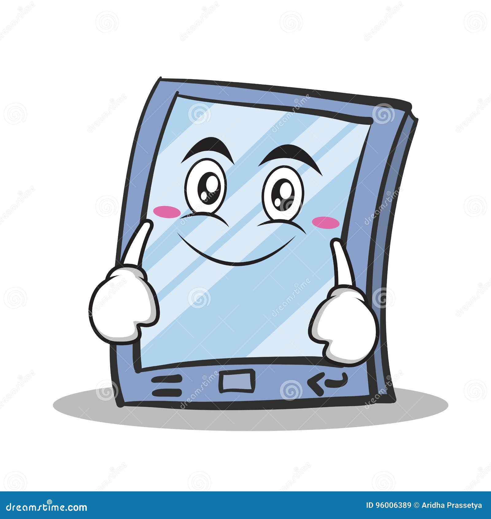Smile Face Tablet Character Cartoon Style Stock Vector - Illustration ...
