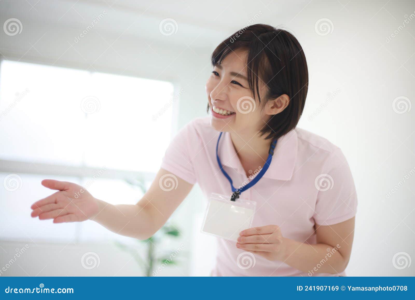 Smile female caregiver stock image. Image of card, facility - 241907169