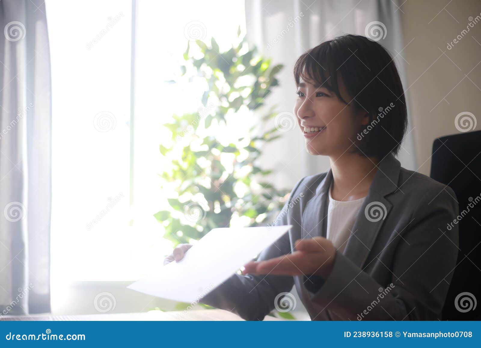 Smile female employee stock photo. Image of face, copy - 238936158