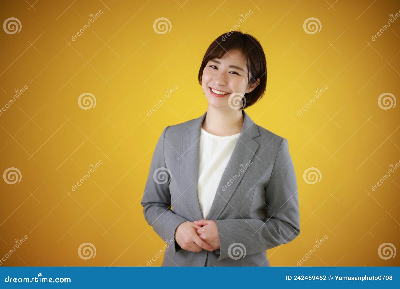 Smile female employee stock photo. Image of businessman - 242459462