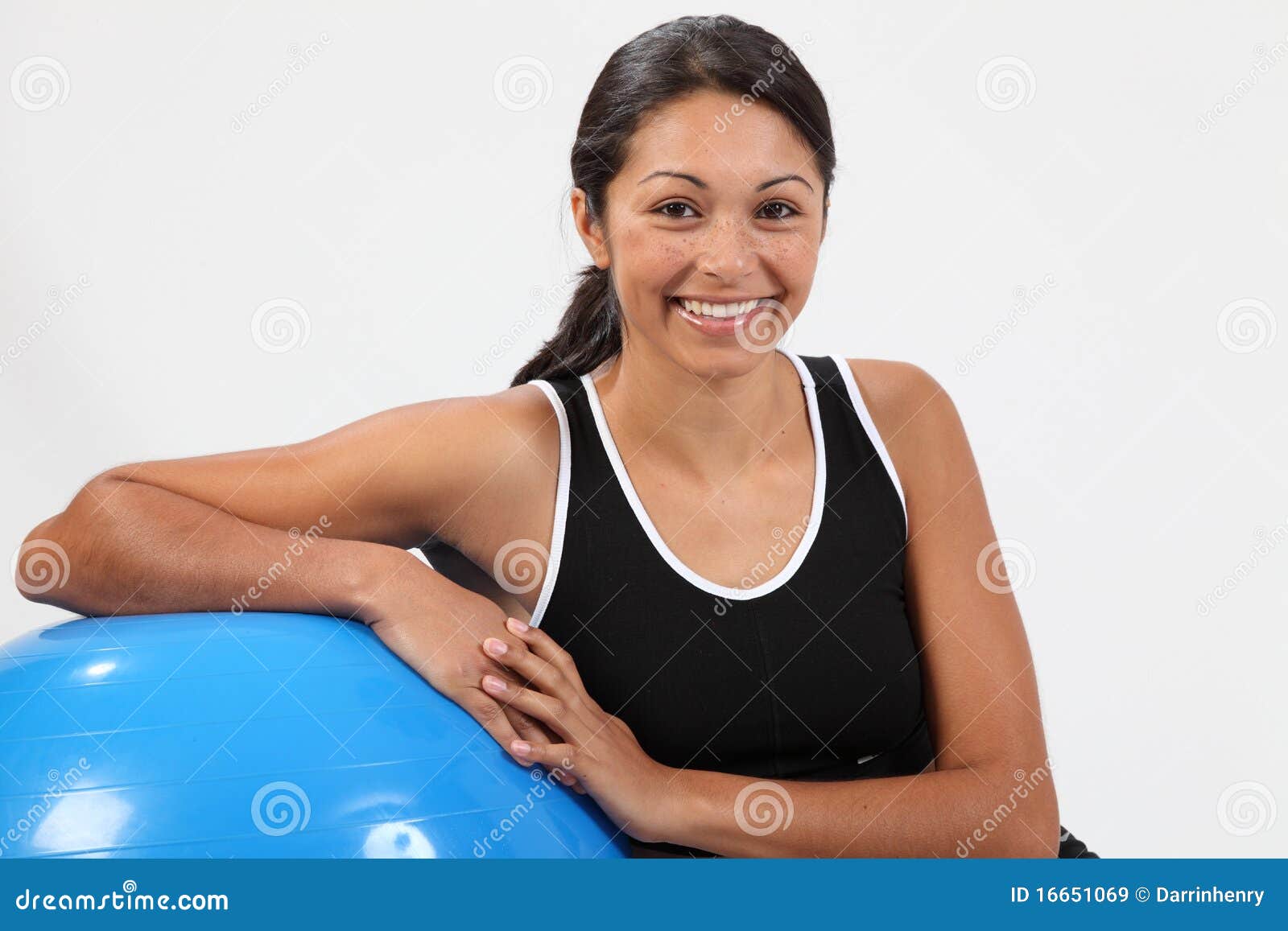 Smile from Fit Young Woman with Exercise Ball Stock Image - Image of ...