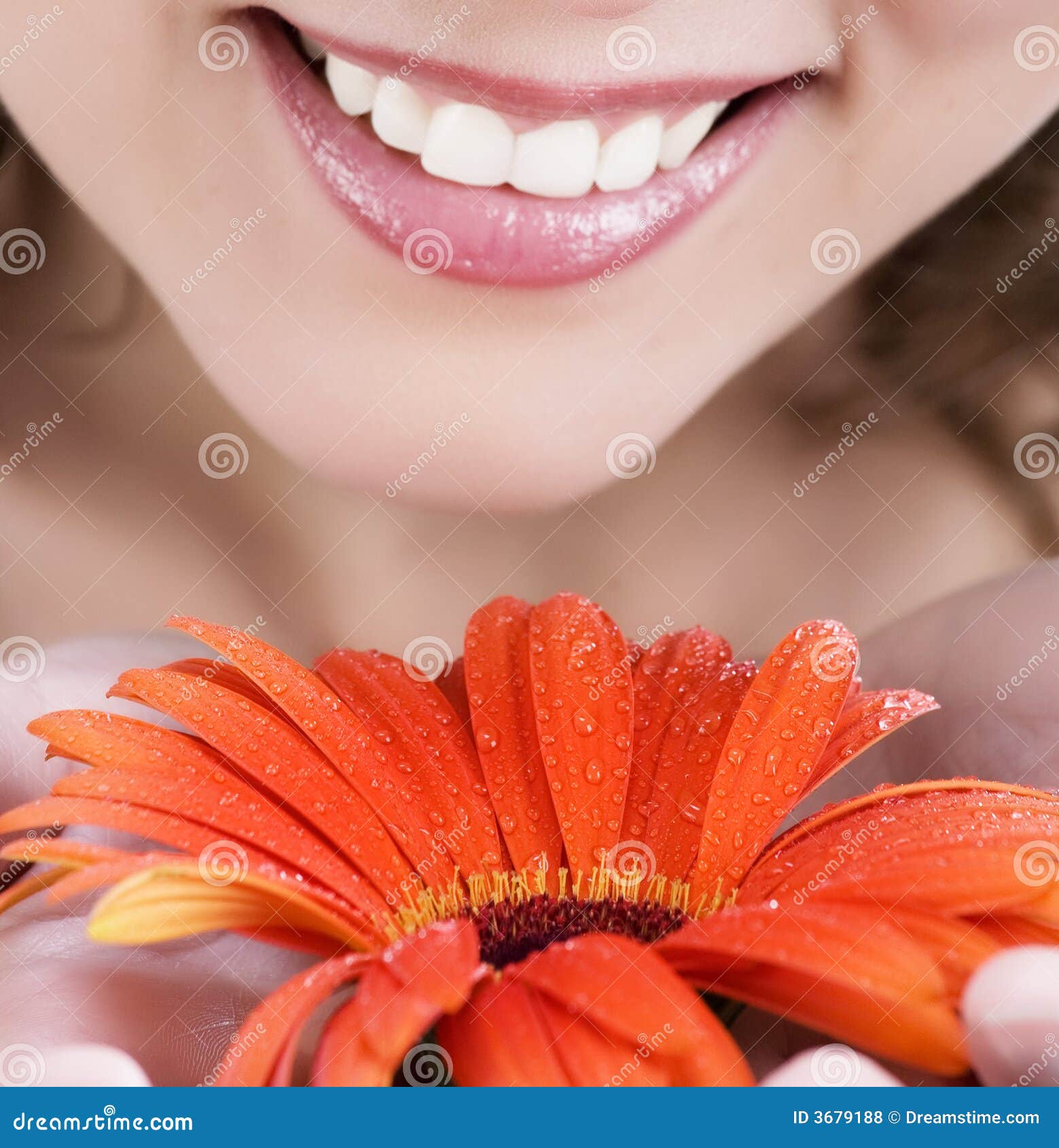 Smile with flower stock photo. Image of beautiful, skin - 3679188