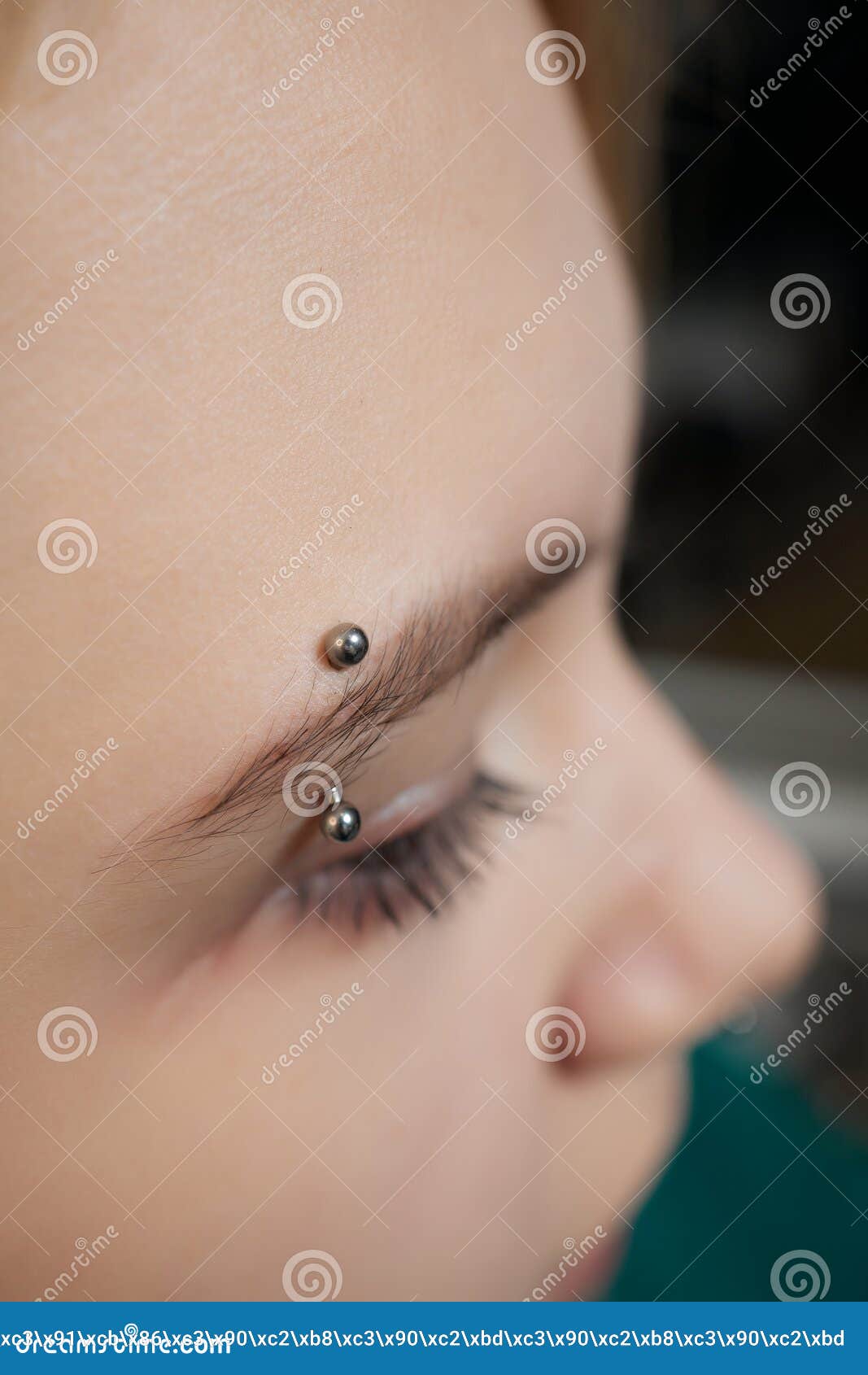 Smile Or Frenulum Piercing Under The Upper Lip. Stock Image ...