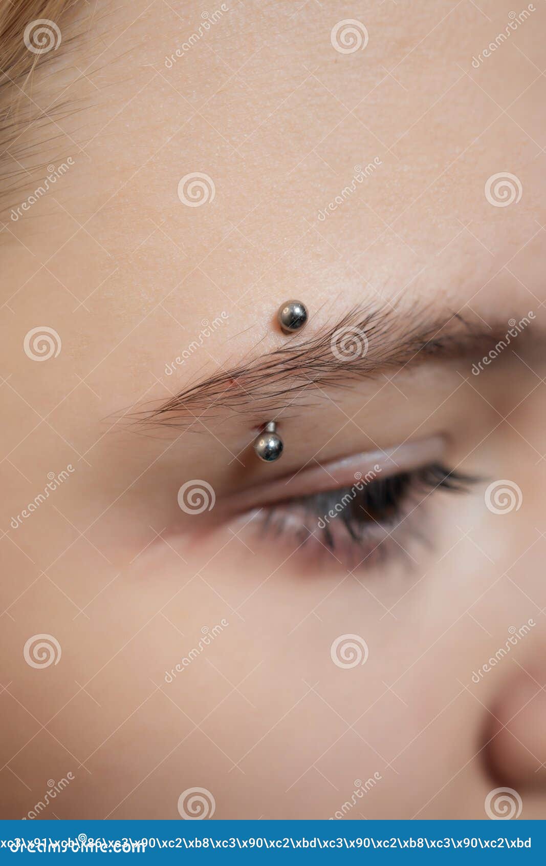 Smile or Frenulum Piercing Under the Upper Lip. Stock Photo - Image of ...