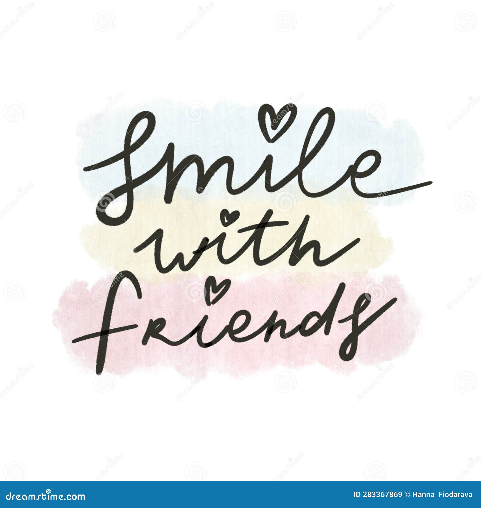 Smile with Friends. Hand Drawing Lettering, Decoration Elements. Flat ...