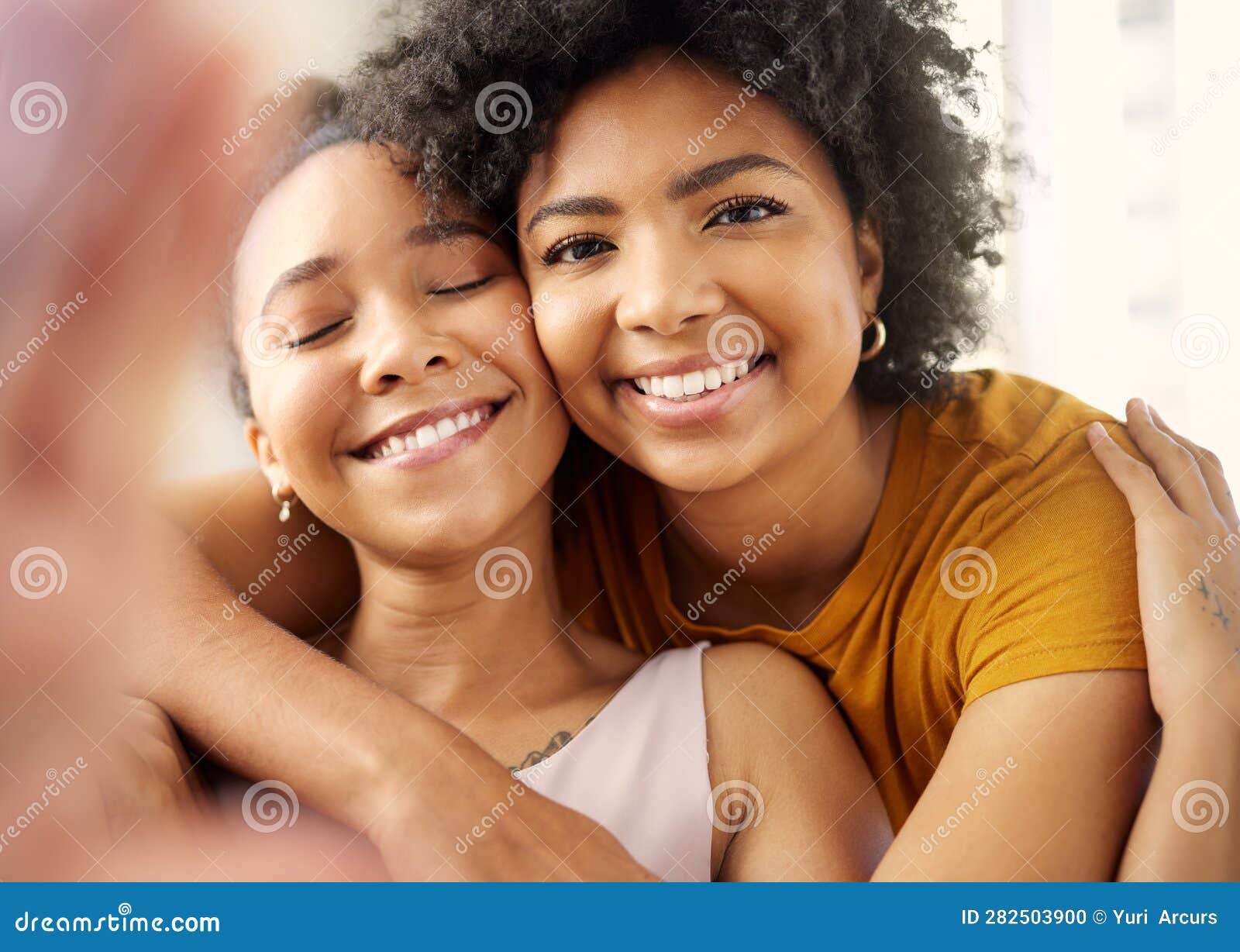 Smile Friends And Face Selfie Of Women In Home For Memory Social