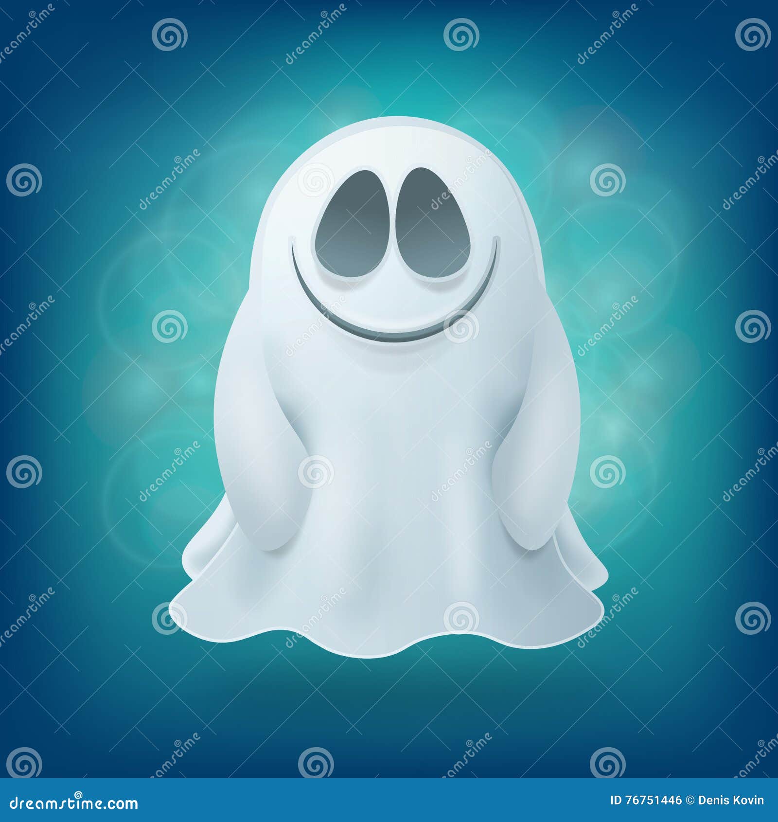 Smile Ghost on Blue Background. Halloween Party Design Element Stock ...