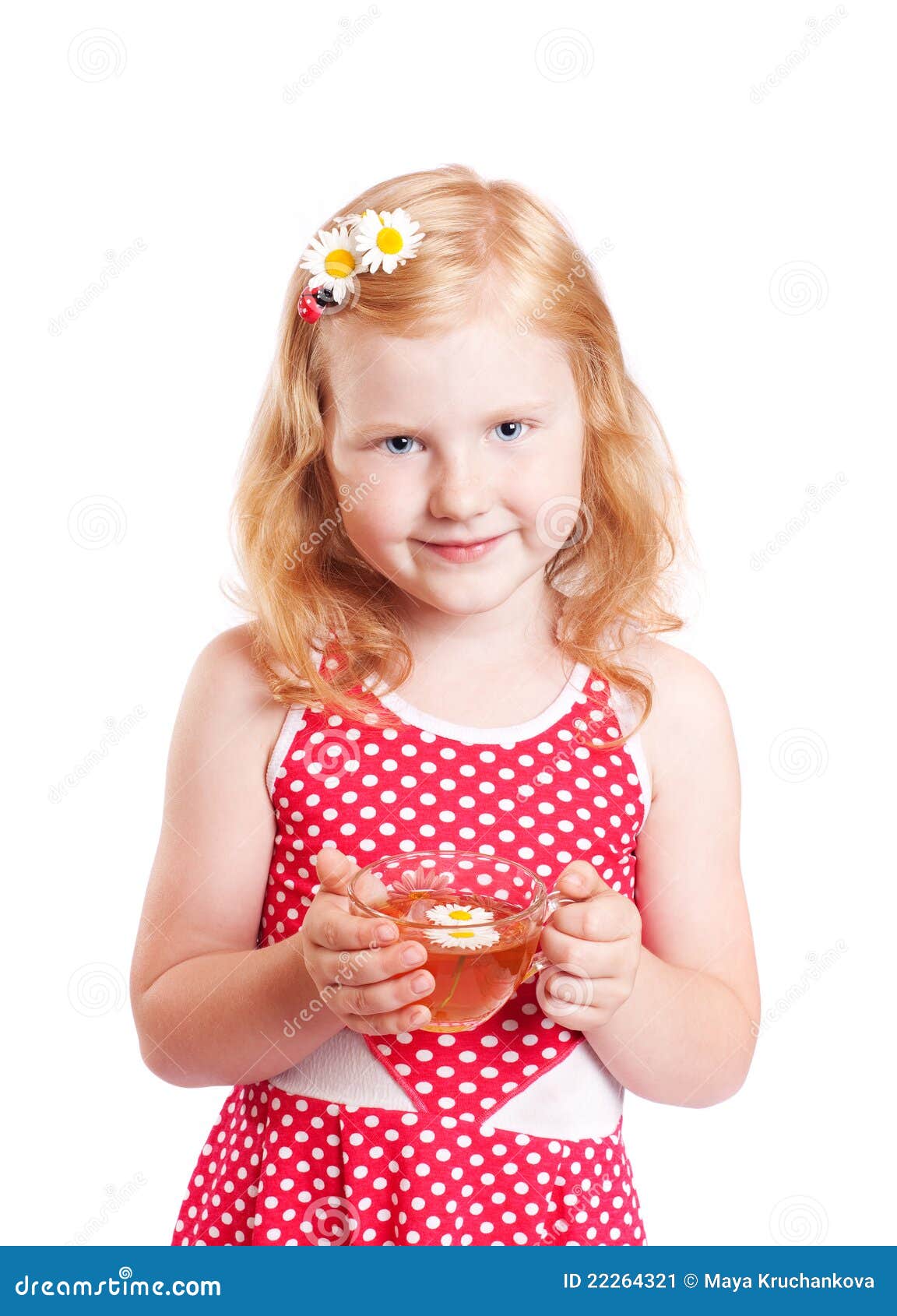Smile girl with cup of tea stock image. Image of childhood - 22264321