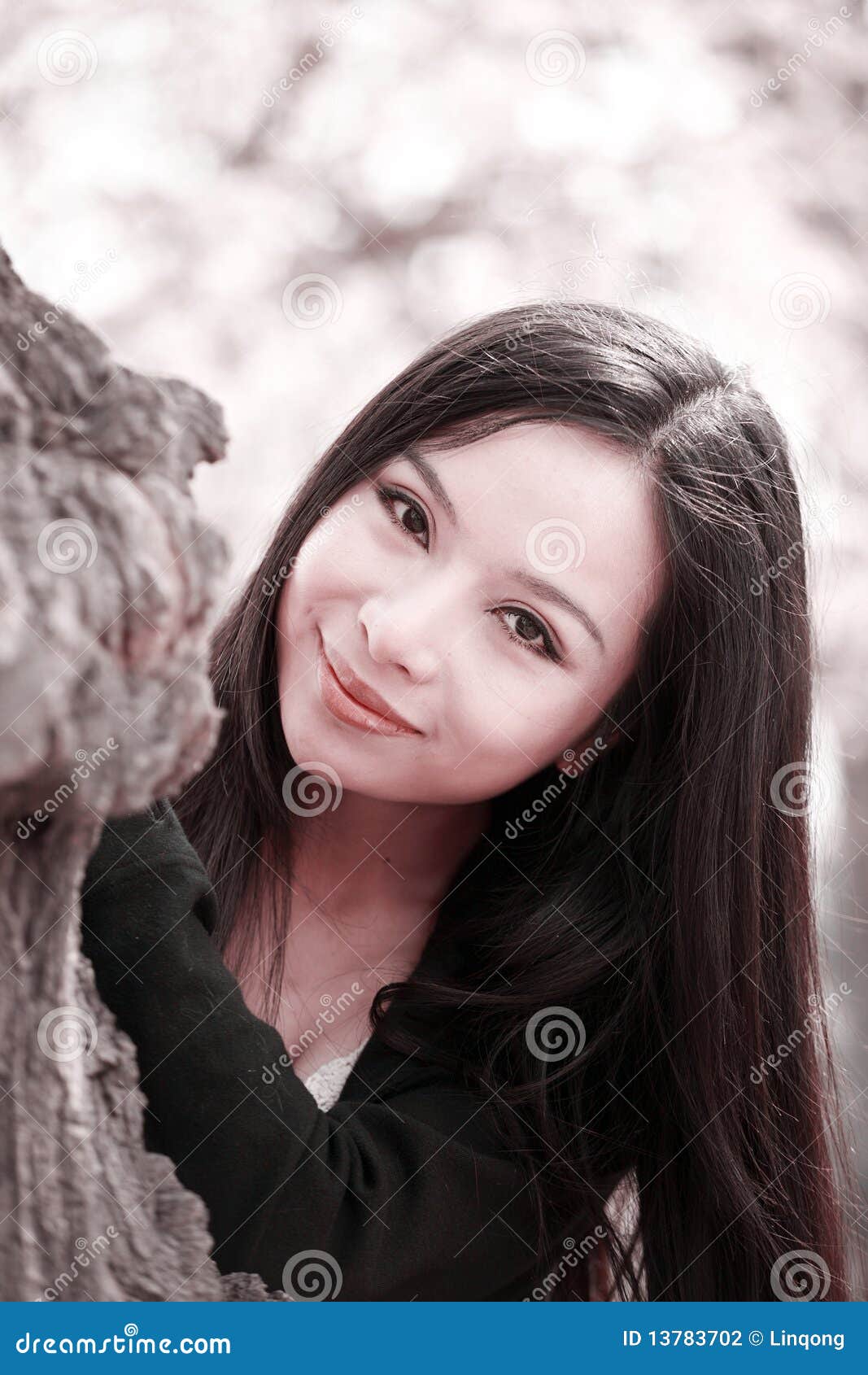 Smile girl in spring stock photo. Image of head, dark - 13783702