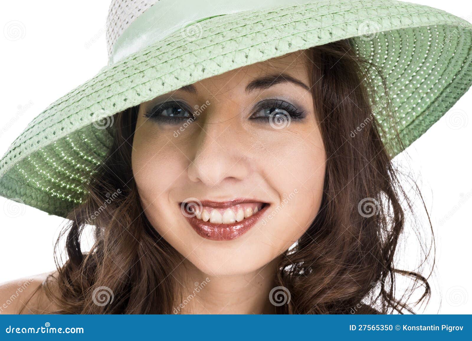 Smile and green bonnet stock photo. Image of feminine - 27565350
